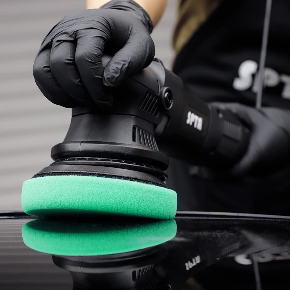 Green Heavy Cut Pad, Buffing Polishing Pads, SPTA 3Pcs 6.5 Inch Face for 6 Inch 150mm Backing Plate Compound Buffing Sponge Pads for Car Buffer Polisher Compounding, Polishing and Waxing -FPTSS6G-3