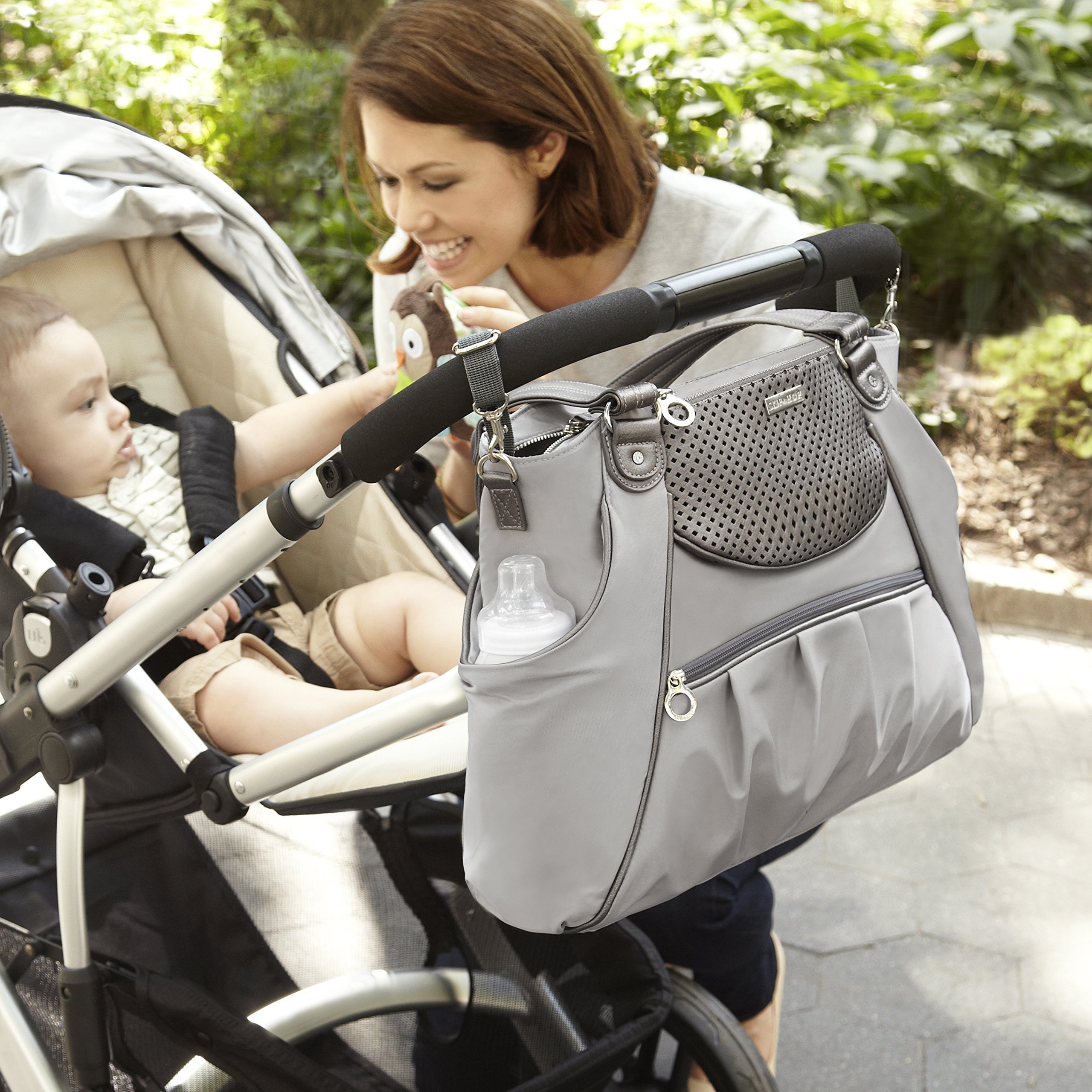 Skip Hop Studio Select Day-to-Night Diaper Satchel, Pewter