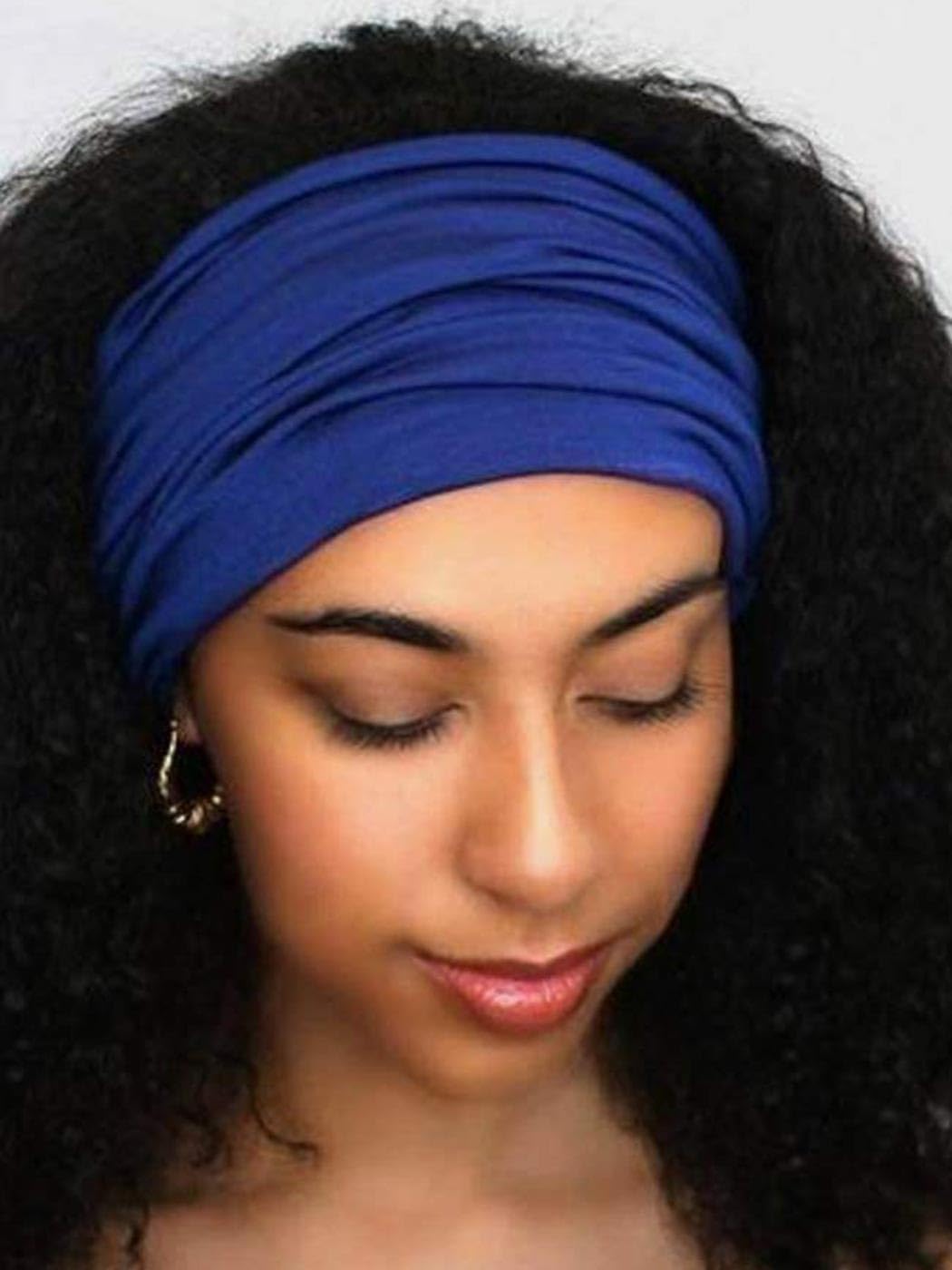 Fashband Boho Headbands Black Extra Wide Headband African Head Wraps 5 Pcs Wide Stretchy Hair Accessories for Women