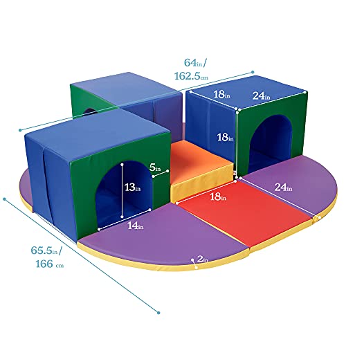 ECR4Kids SoftZone Triple Tunnel Maze, Toddler Playset, Assorted, 9-Piece