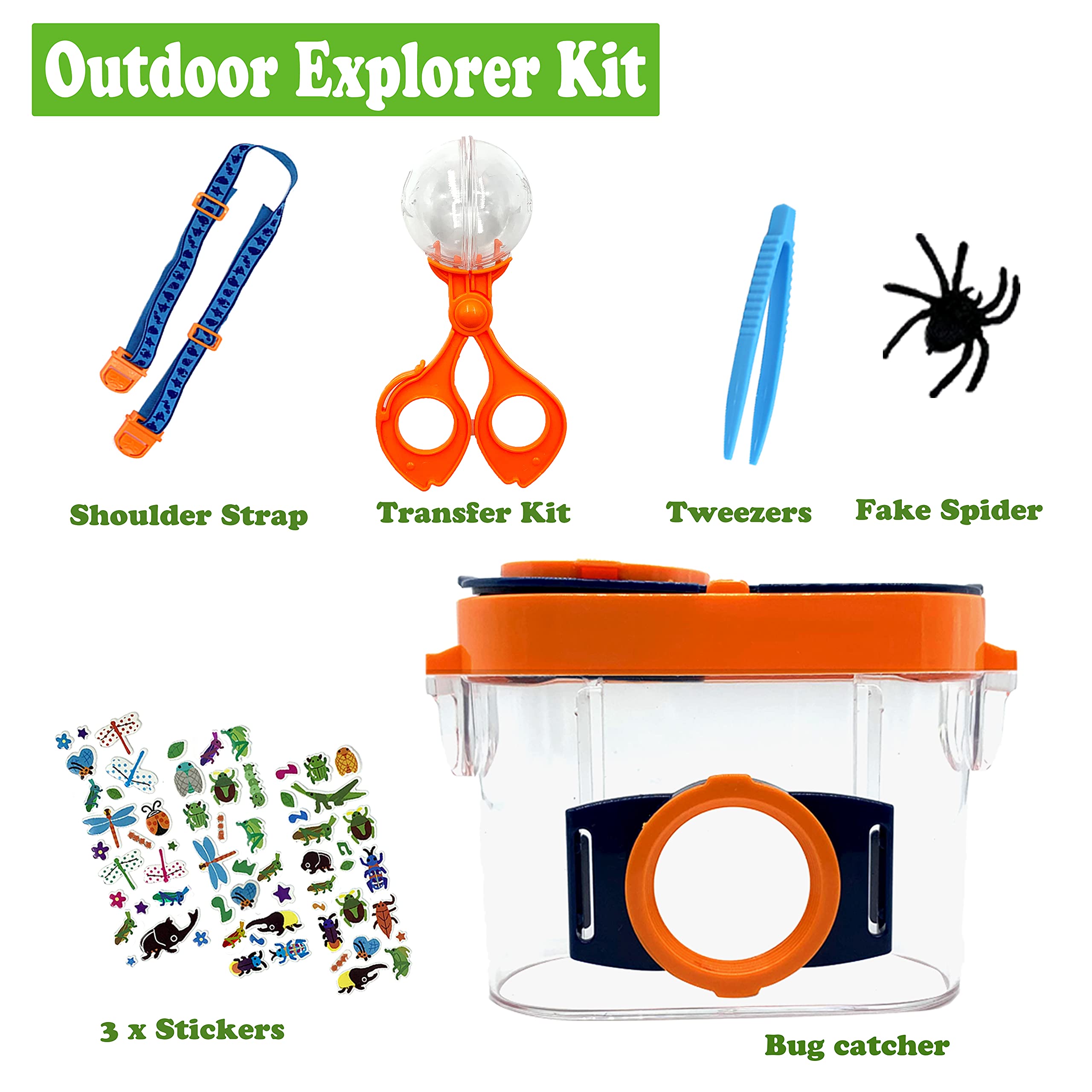 JTCJozz Bug Catcher Kit, Bug Collection Kit, Outdoor Nature Explorer Kit with Tweezers, Stickers, Science Educational Kit, Bug Observation Container for Boys and Girls