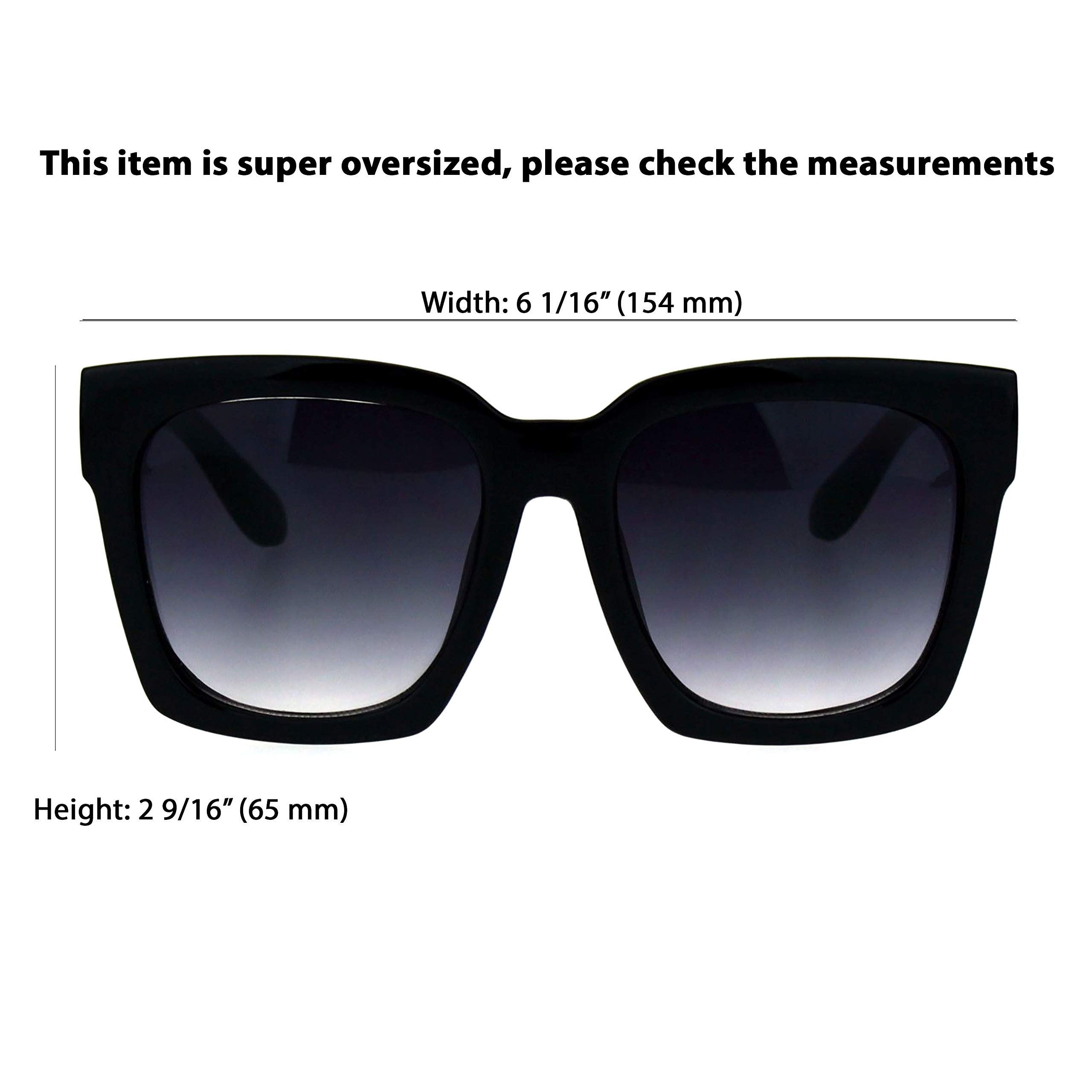 JuicyOrange SUPER Oversized Square Sunglasses Womens Modern Hipster Fashion Shades (shiny black (gradient lens), 55.5)