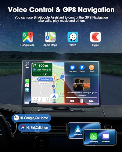 9-Inch Wireless Car Stereo with Carplay, Backup Camera, GPS Navigation, Android Auto - by LAMTTO