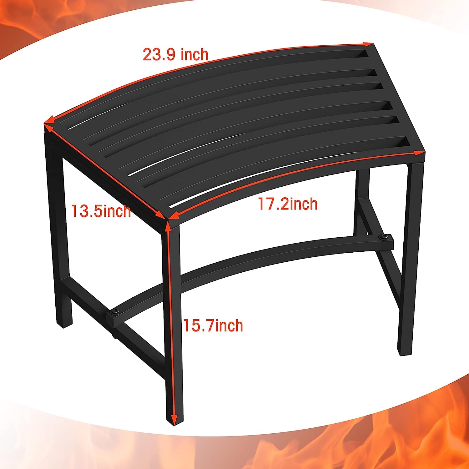 Mingyall Heavy Duty Curved Fire Pit Bench Set of 4, Metal Outside Bench, Outdoor Fire Pit Seating, Steel Backless Fire Pit Bench for Garden, Patio, Porch, Backyard, Plant Stand