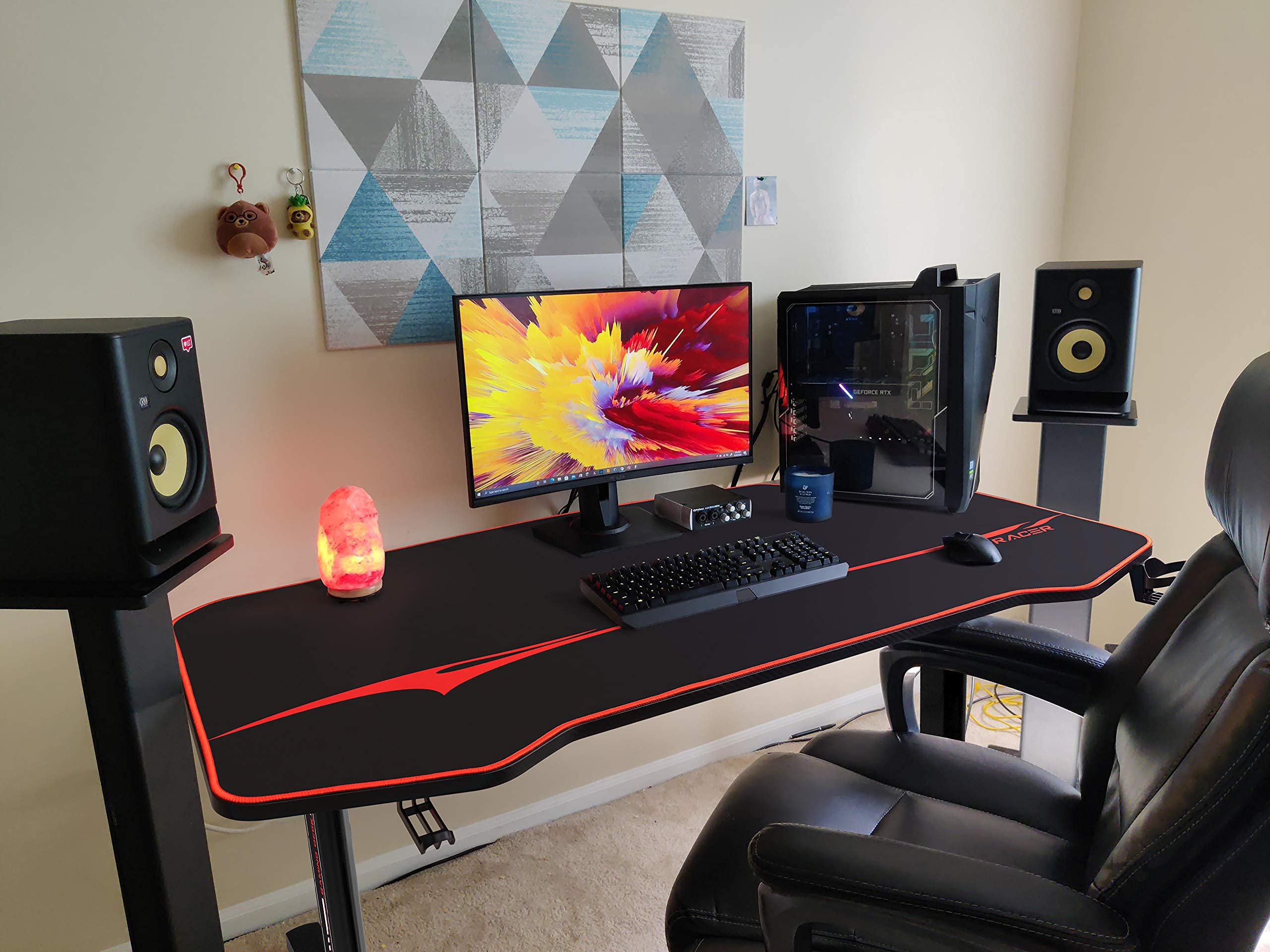 JUMMICO L Shaped Gaming Desk, 51 Inch Pc Corner Table, Computer Corner Desk with Monitor Stand for Home Office Sturdy Writing Workstation (Large, Red)