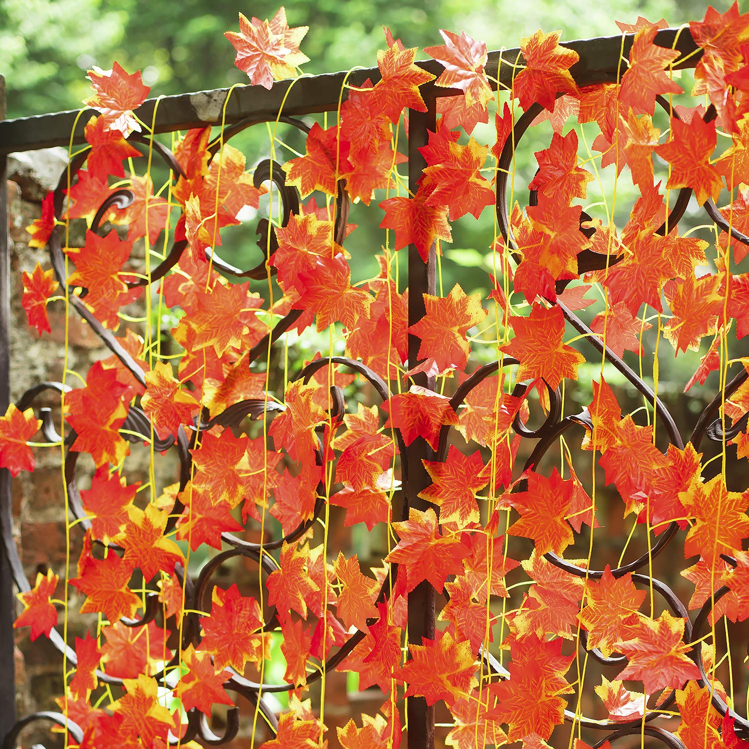 GPARK 12Pack / Each 82 inch, Artificial Ivy Red Maple Garland Fake Leaf Plants Vine, Flowers Hanging for Wedding Party Home Garden Kitchen Office Outdoor Greenery Wedding Wall Decoration