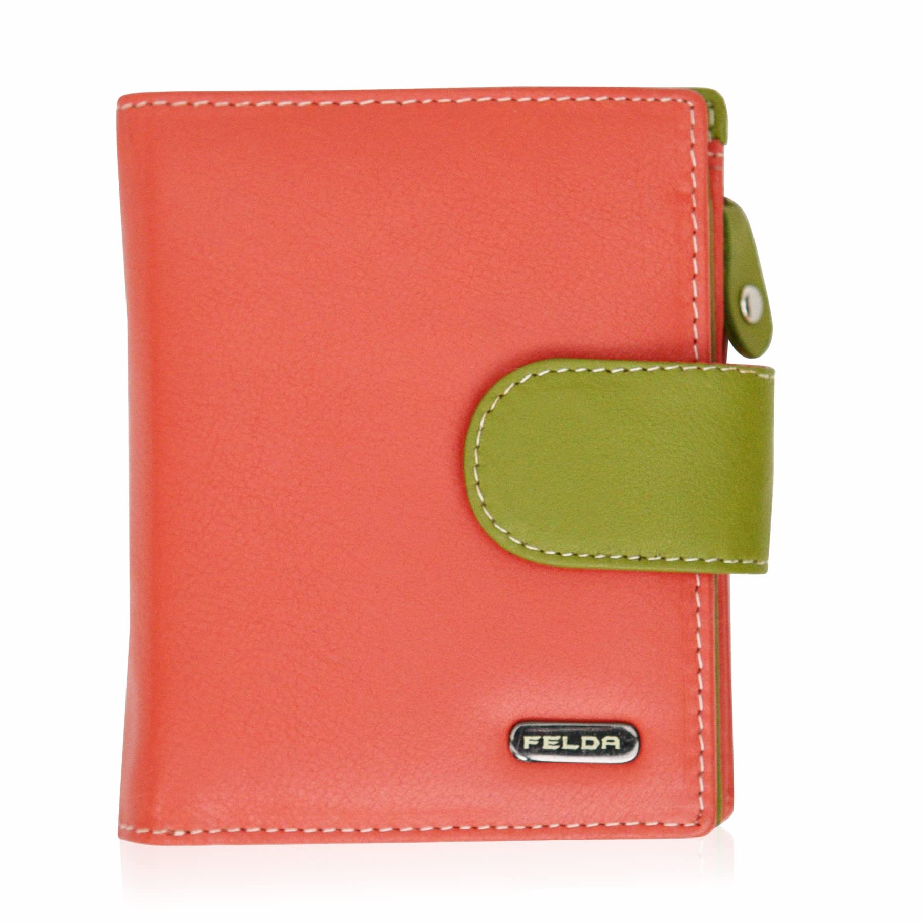 Felda RFID Genuine Leather Ladies Soft Wallet Purse Womens Multi Colour 10 Card Slot (Cray Multi)