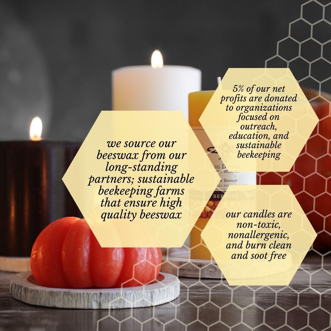 Big Dipper Wax Works Small Dark Orange Pumpkin Candle, 20-Hour Long Burn, Pure Beeswax Sculpted Candle, 3β x 2β, Fall Candle