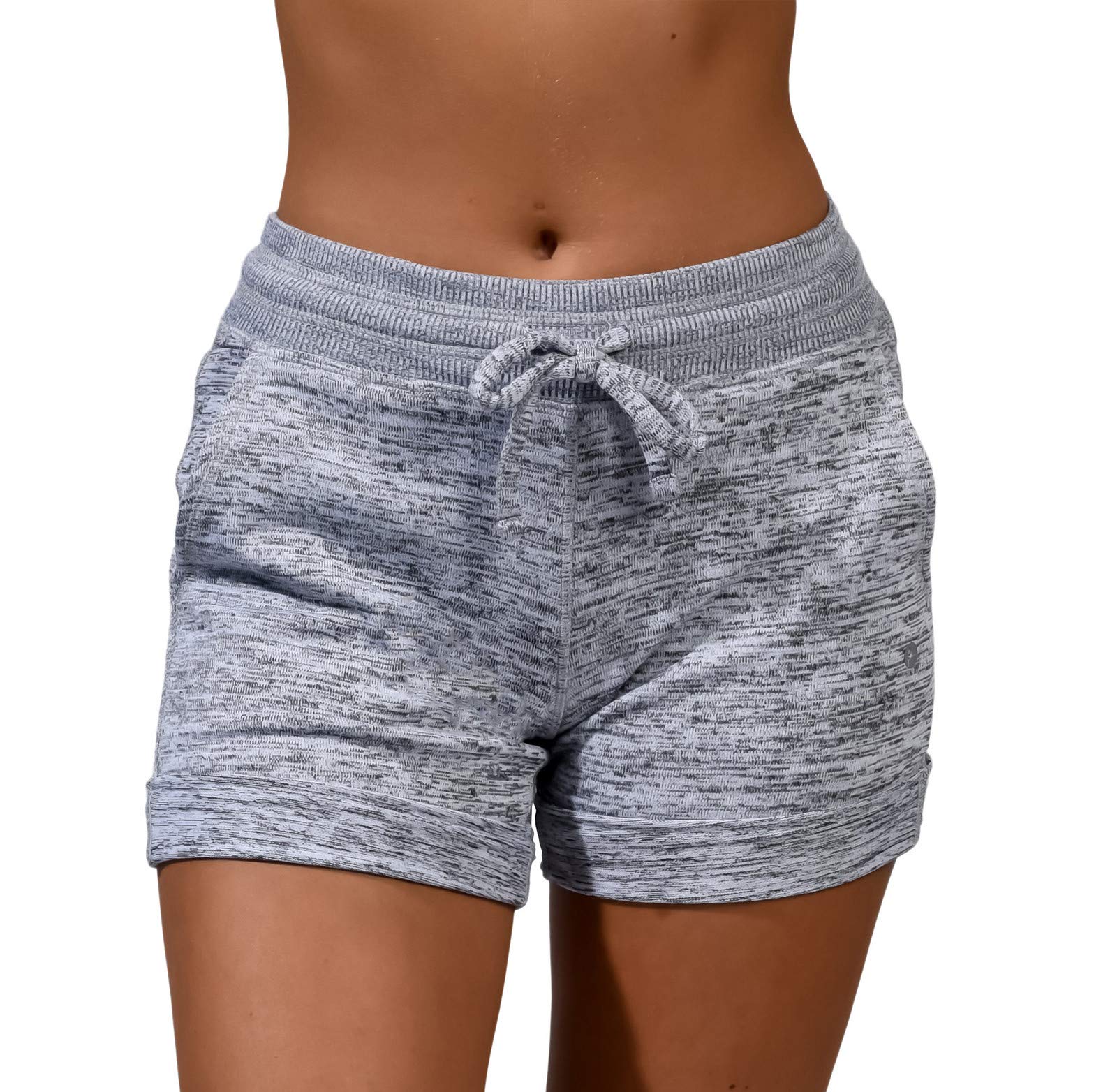 90 Degree By Reflex Soft and Comfy Activewear Lounge Shorts with Pockets and Drawstring for Women - Black - Small