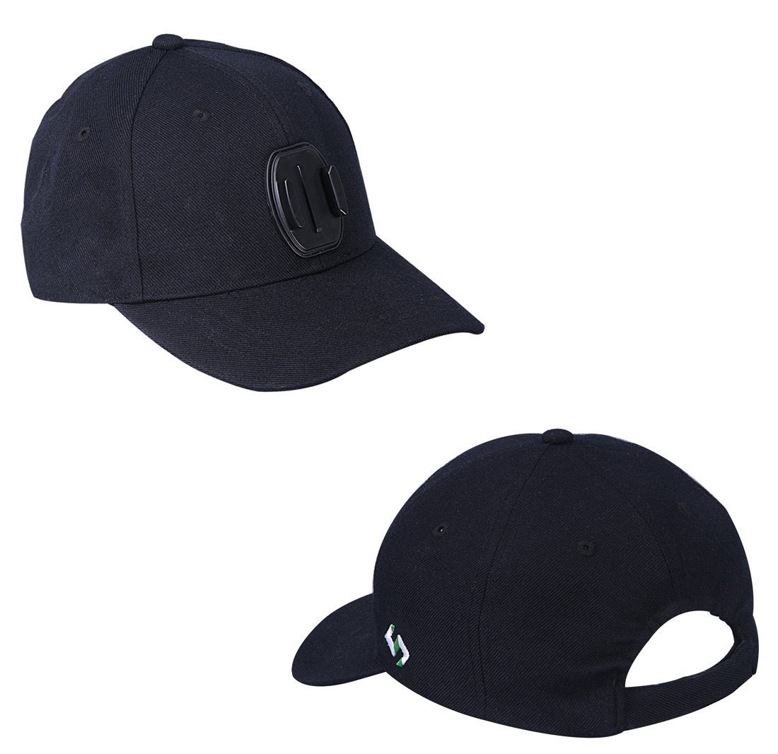 Smatree Baseball Hat with Quick Release Buckle Mount Compatible for G*Pro 13/12/11/10/9/8/7/6/5/4/3 Plus/3/2/1/DJI OSMO Action 4/3/2 Cameras, Wool Material (L 58-60cm) Black