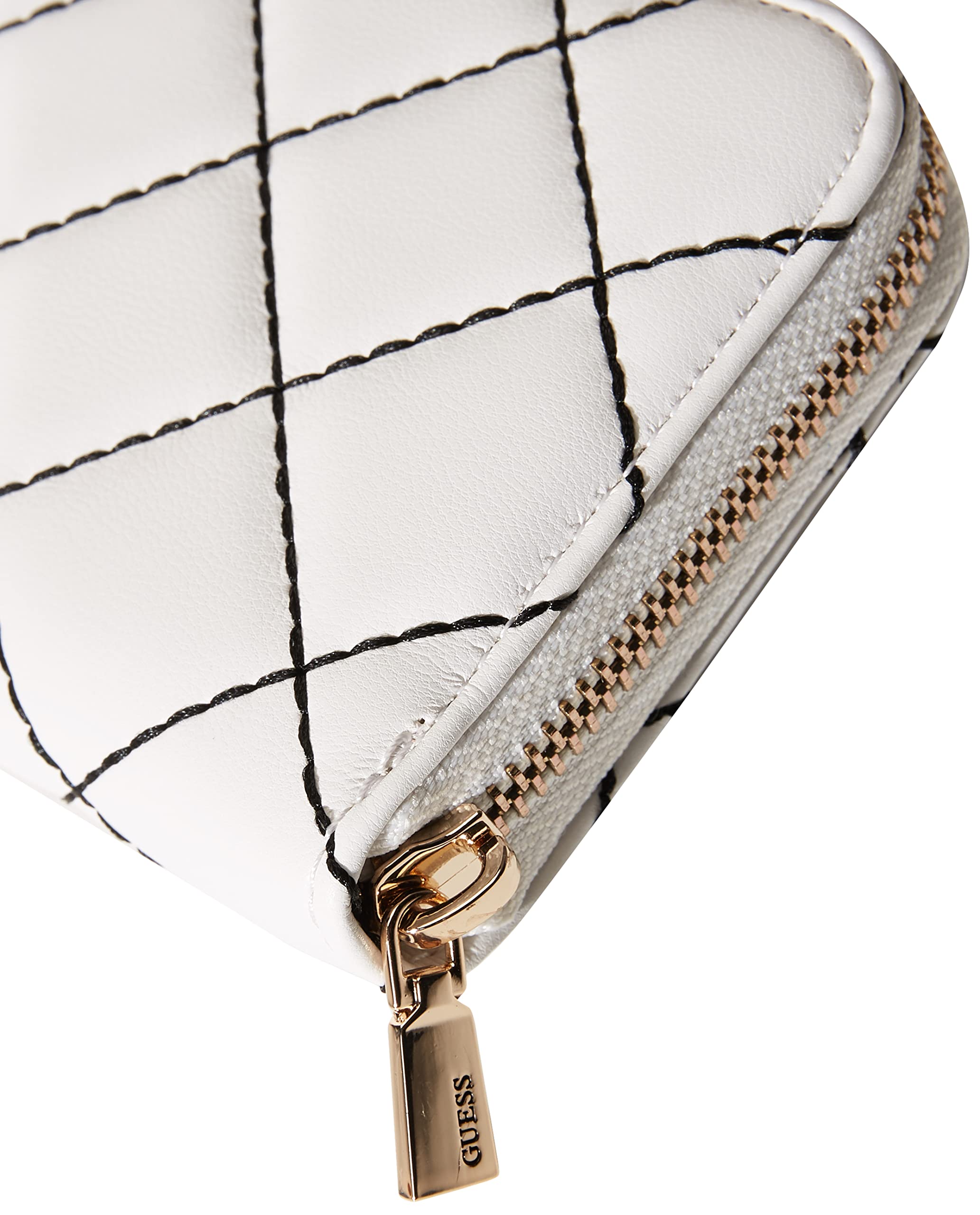 GUESS womens Cessily Small Zip Around Wallet, White Multi, one size US