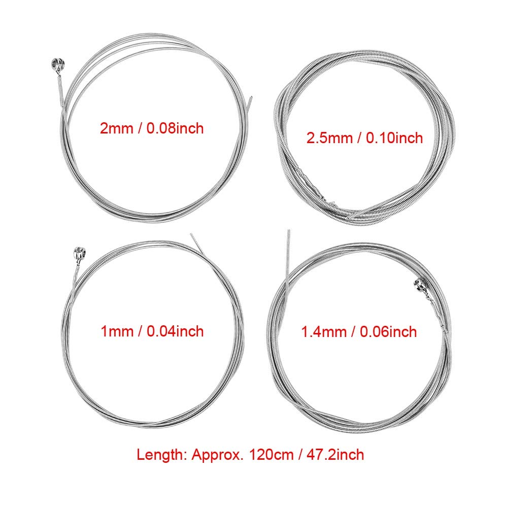 Electric Bass Strings 4 Set of Steel Plated Gauge Strings Bass Guitar Parts 1mm 1.4mm 2mm 2.5mm