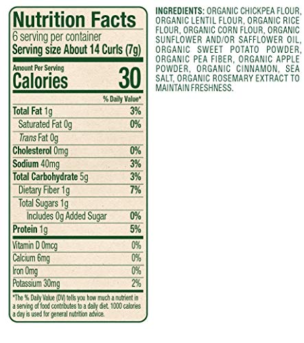 Sprout Organic Baby Food, Stage 4 Toddler Snacks, Sweet Potato and Cinnamon Plant Power Curlz, 1.48 Oz Canister (6 Count)
