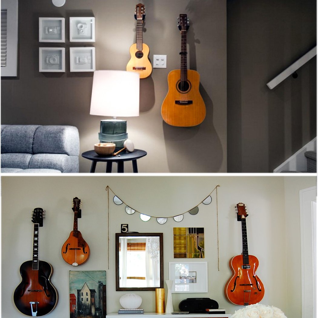 Guitar Wall Mount Guitar Hanger Acoustic Electric Guitar hanger Bass Ukulele Black hook Metal Holder Hangers