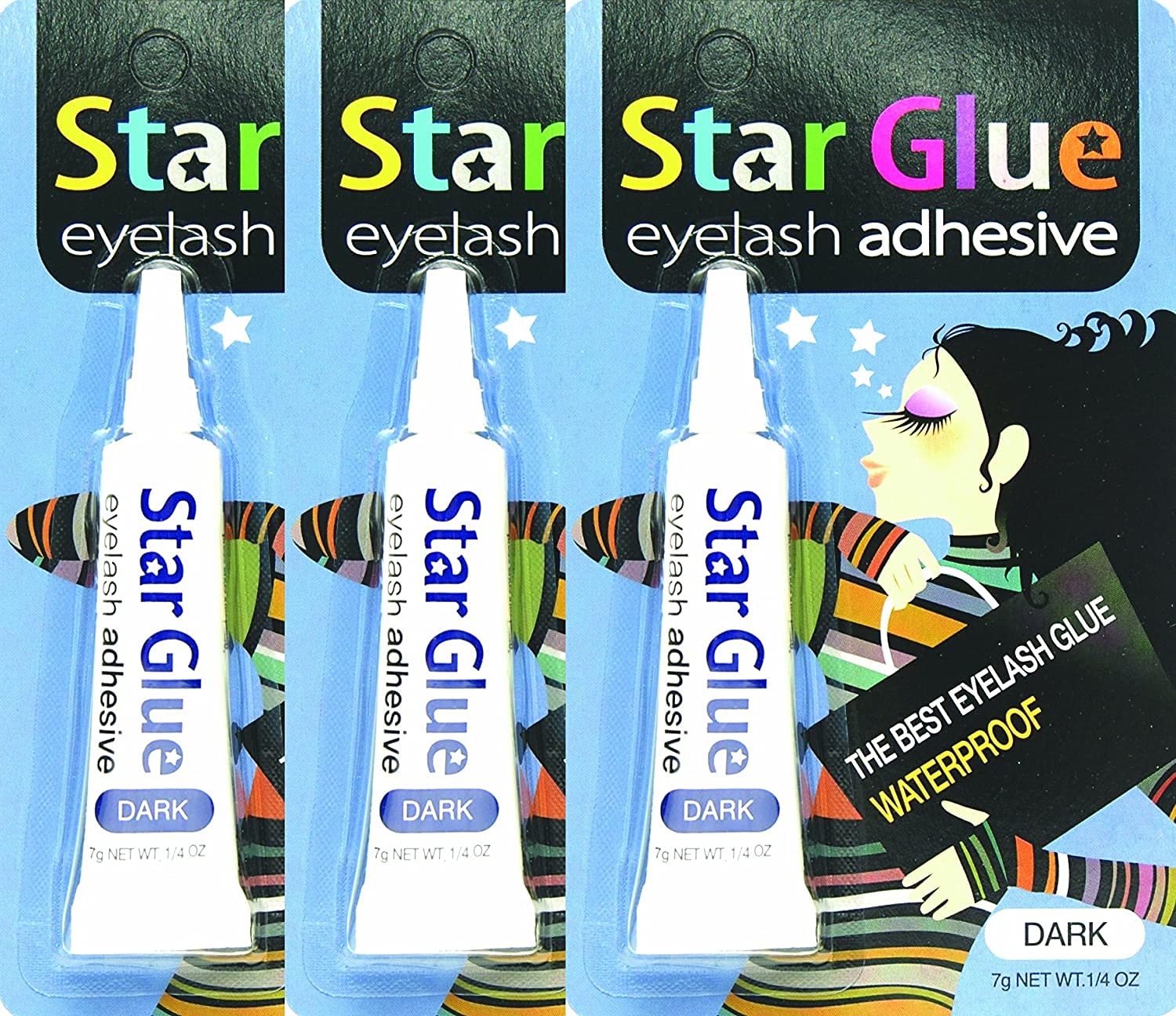 Star Glue Waterproof Eyelash Adhesive Dark For Eye Shadow,Mascara And Eyeliner 10 Pcs