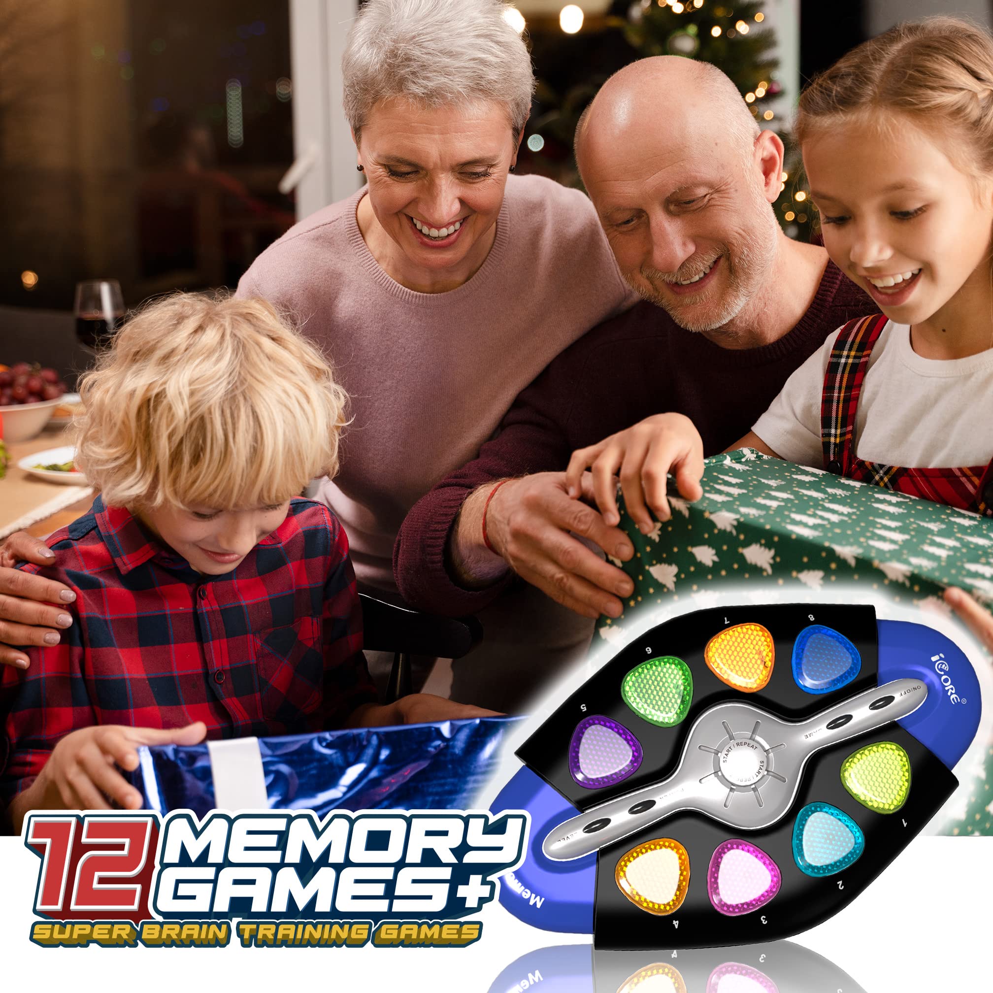 iCore Electronic Memory Brain Game, Handheld Kid Mind Game, 1-8 Players STEM Toys, Ideas for Ages 6-12+ Year Old Boy & Girl