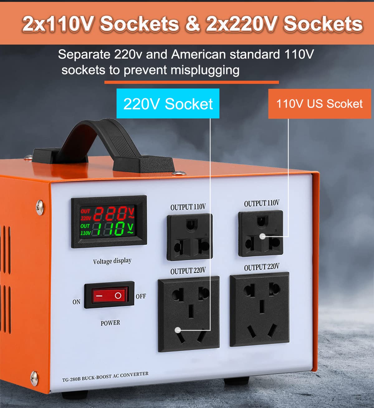 BINGENUO 3000 Watt Voltage Converter Transformer with LCD Display - Heavy Duty AC Step Up/Down Voltage Transformer 220 to 110/110 to 220 Power Converter with Circuit Breaker 4 Outlets - CE Certified