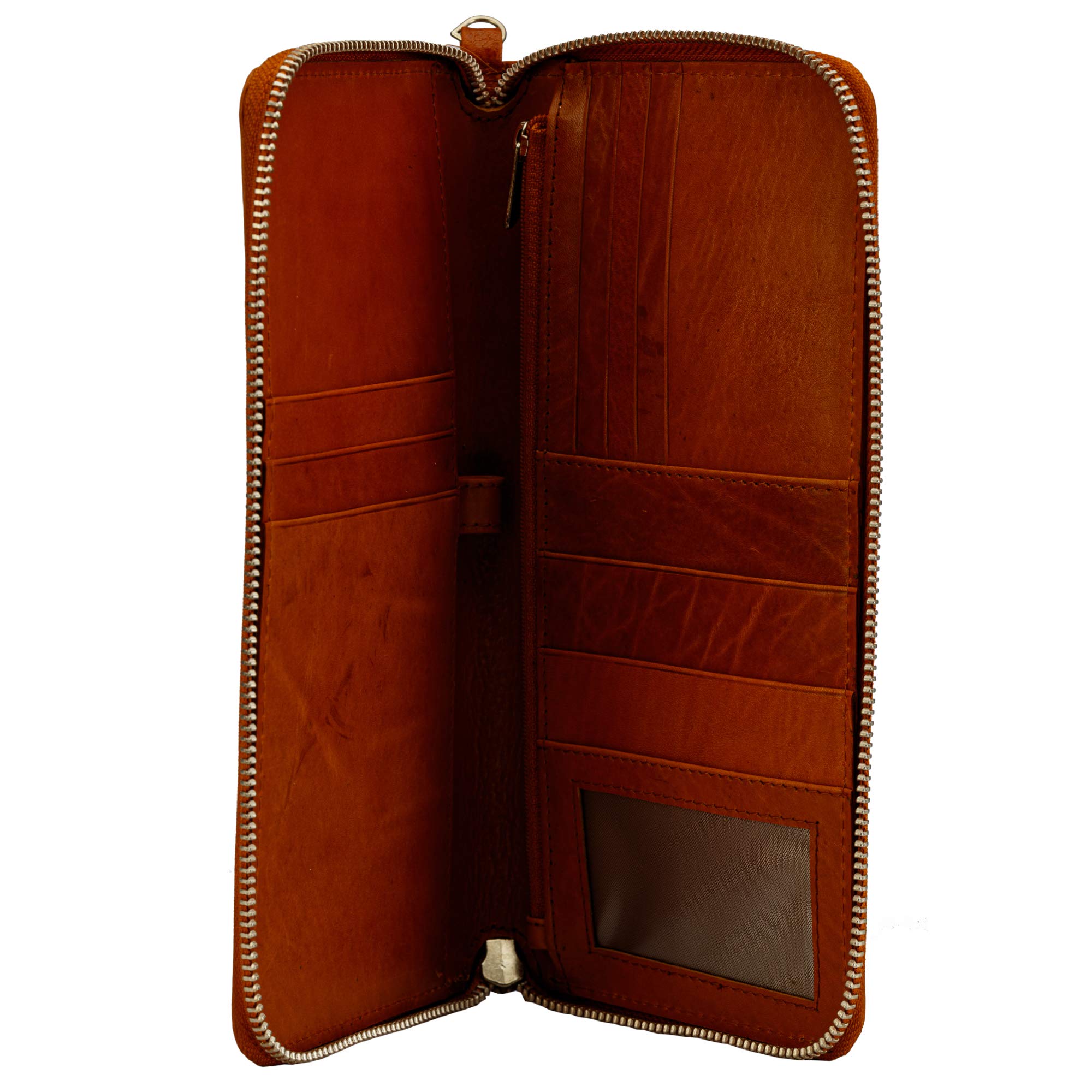 FINELAER Travel Passport Zip Around Long Leather Wallet