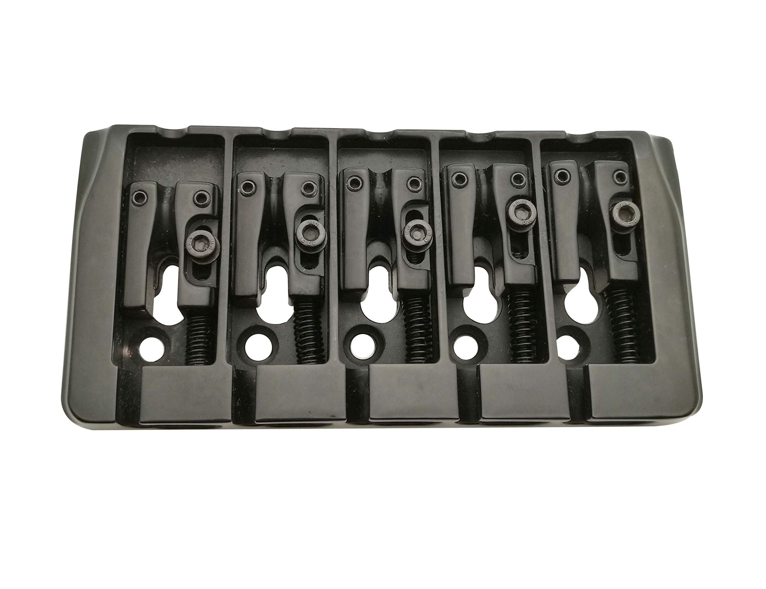 Guyker 5 String Bass Bridge with Locking Zinc Saddles – Dual Load Type A Bridges String Space 19mm Replacement for Jazz Bass or Precision Electric Instruments (Black)