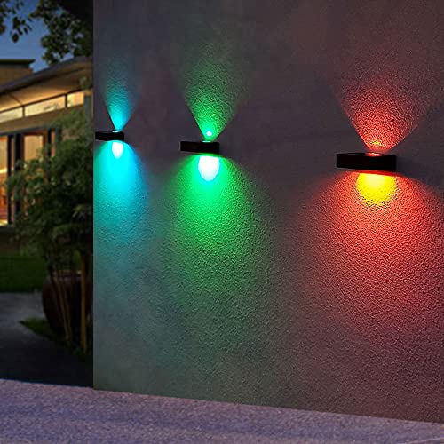 Kangl Solar Outdoor Waterproof Wall Lantern,LED Aluminum Rectangle Up and Down Free Wiring Lights,Home Garden Dimmable Light,for Garage Front Porch Doorway Patio