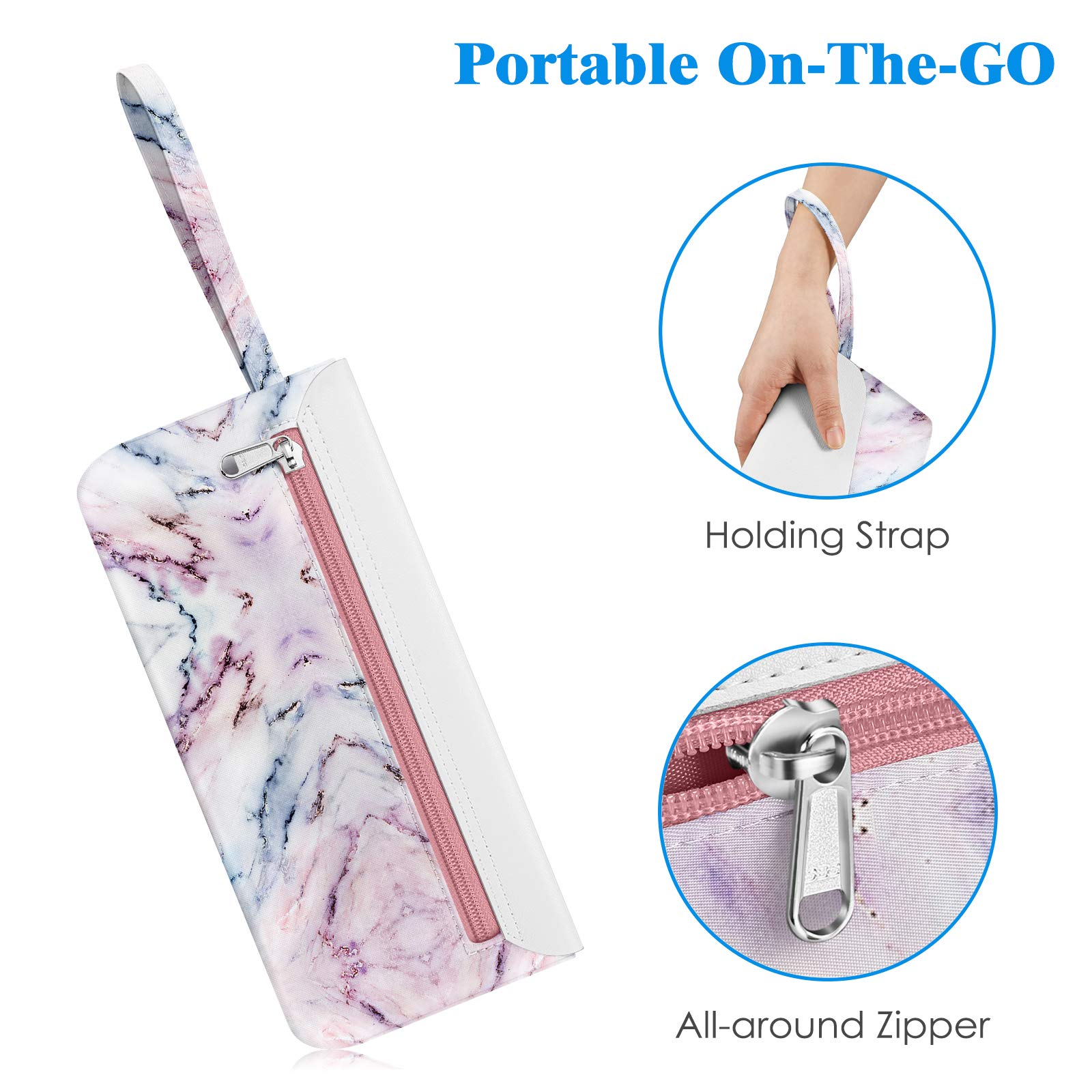 Fintie Carrying Case for Nintendo Switch Lite 2019 - Portable Travel Bag Protective Sleeve Pouch w/ Side Pocket, Game Card Slots, Holding Strap for Nintendo Switch Lite and Accessories, Marble Pink