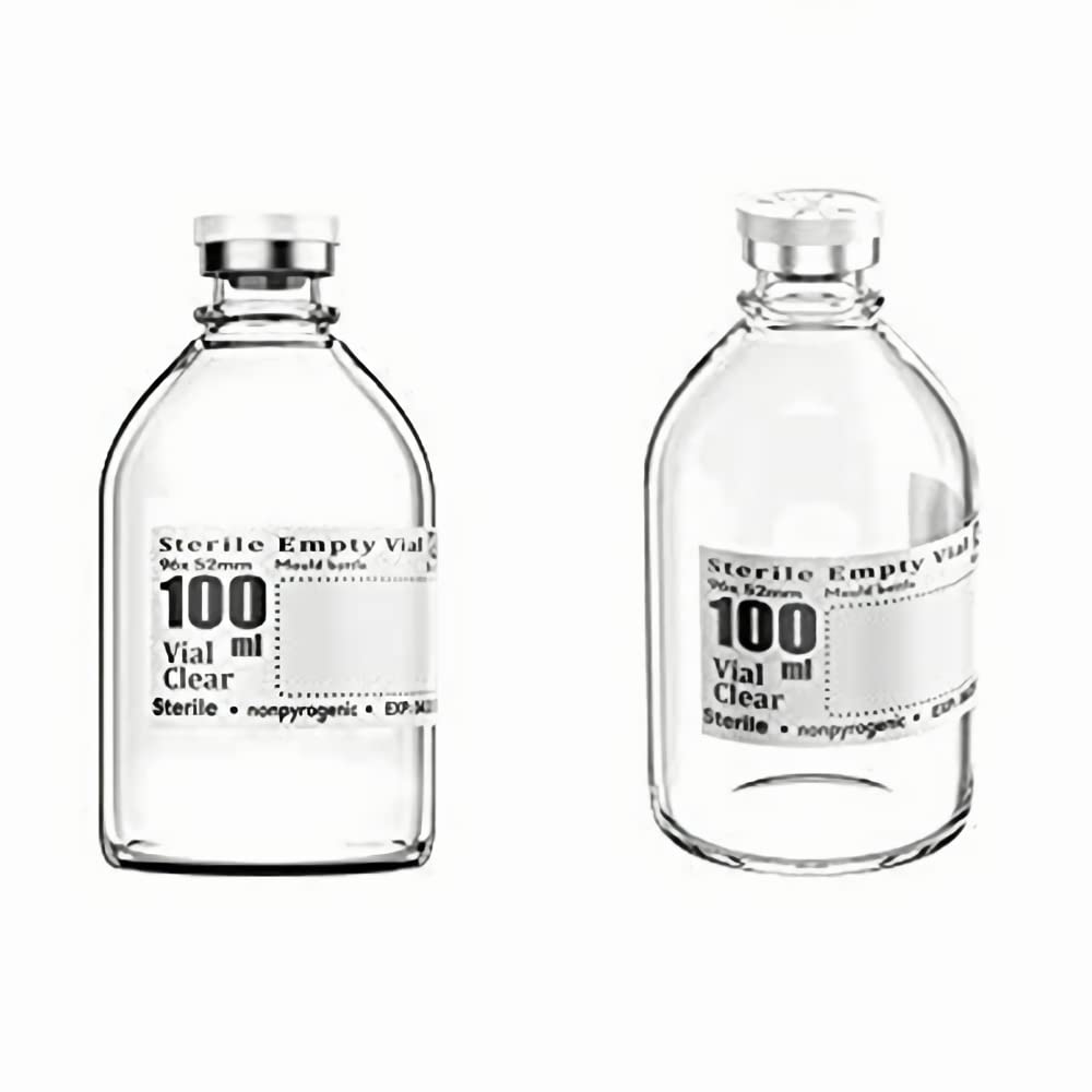 Biocomma 4pcs 100ml Sterile Empty Vial with Plastic Aluminum Flip Off Caps,Penicillin Bottle 20mm Crimp Top Sterile Transparent Borosilicate Lab Sample Vial (Transparent)