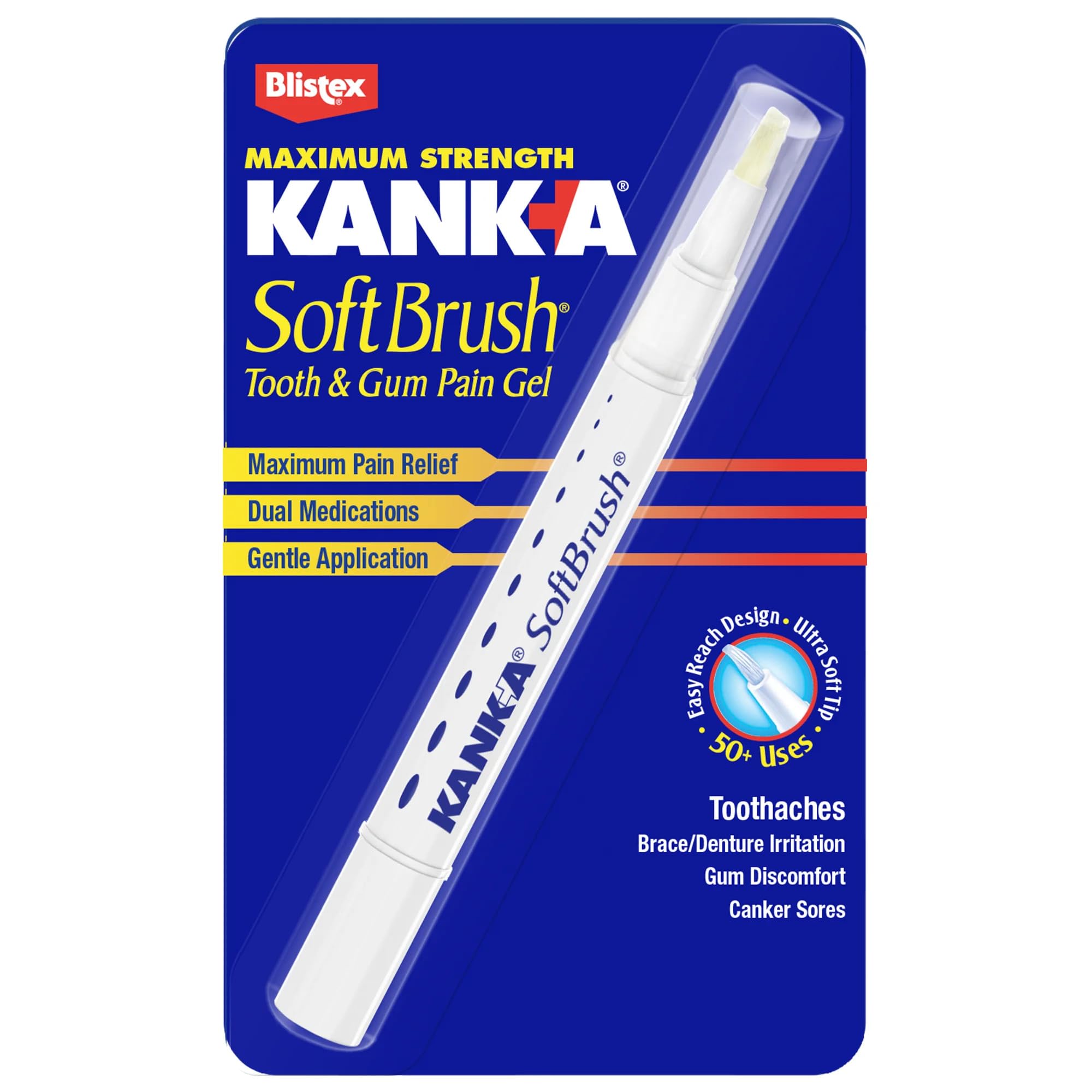 Kank-A Kank-A Soft Brush Tooth/Mouth Pain Gel Professional Strength, 0.07 oz (Pack of 4)Q