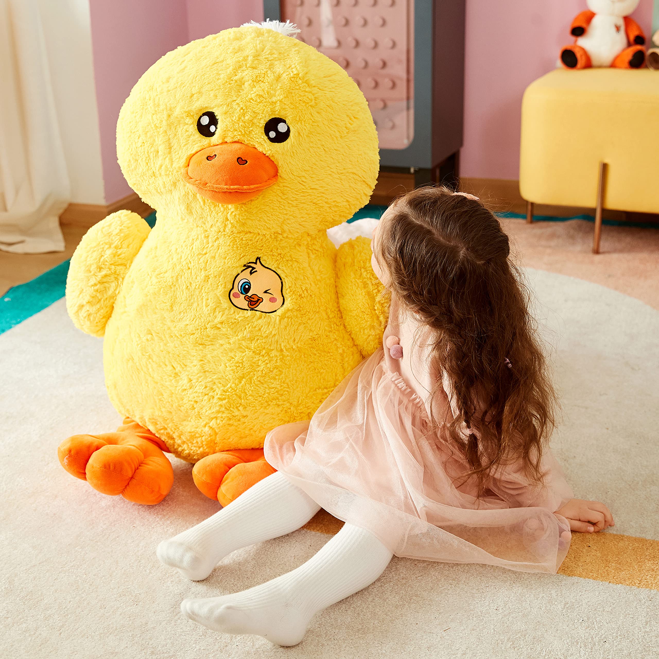 IKASA Large Duck Stuffed Animals Giant Soft Plush Toy,19" Cute Huge Jumbo Fluffy Plushy Big Size Fat Plushie,Gifts for Kids(Yellow, 19 inches)