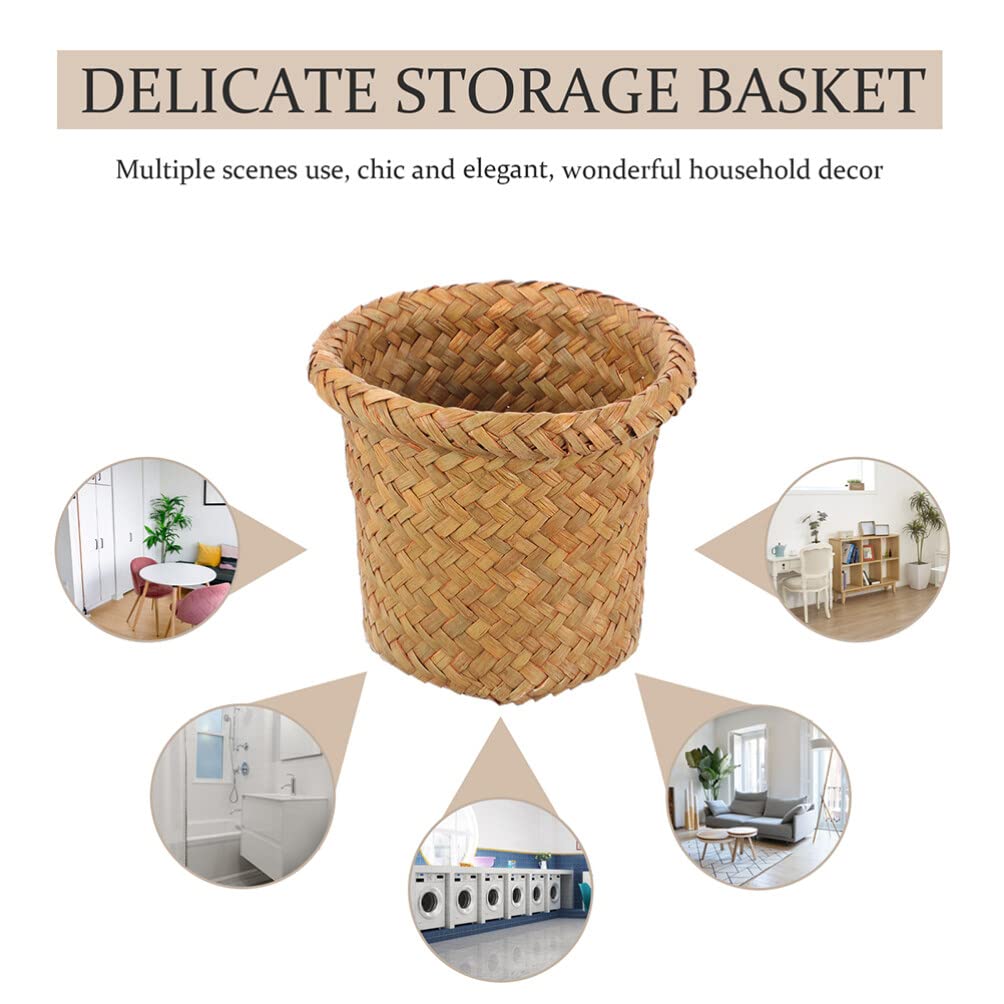 Wastebasket Trash Can Woven Trash Basket for Bathroom Woven Trash Baskets Woven Waste Basket for Home Woven Trash Can Tall Storage Baskets Laundry Baskets Wicker Waste Basket