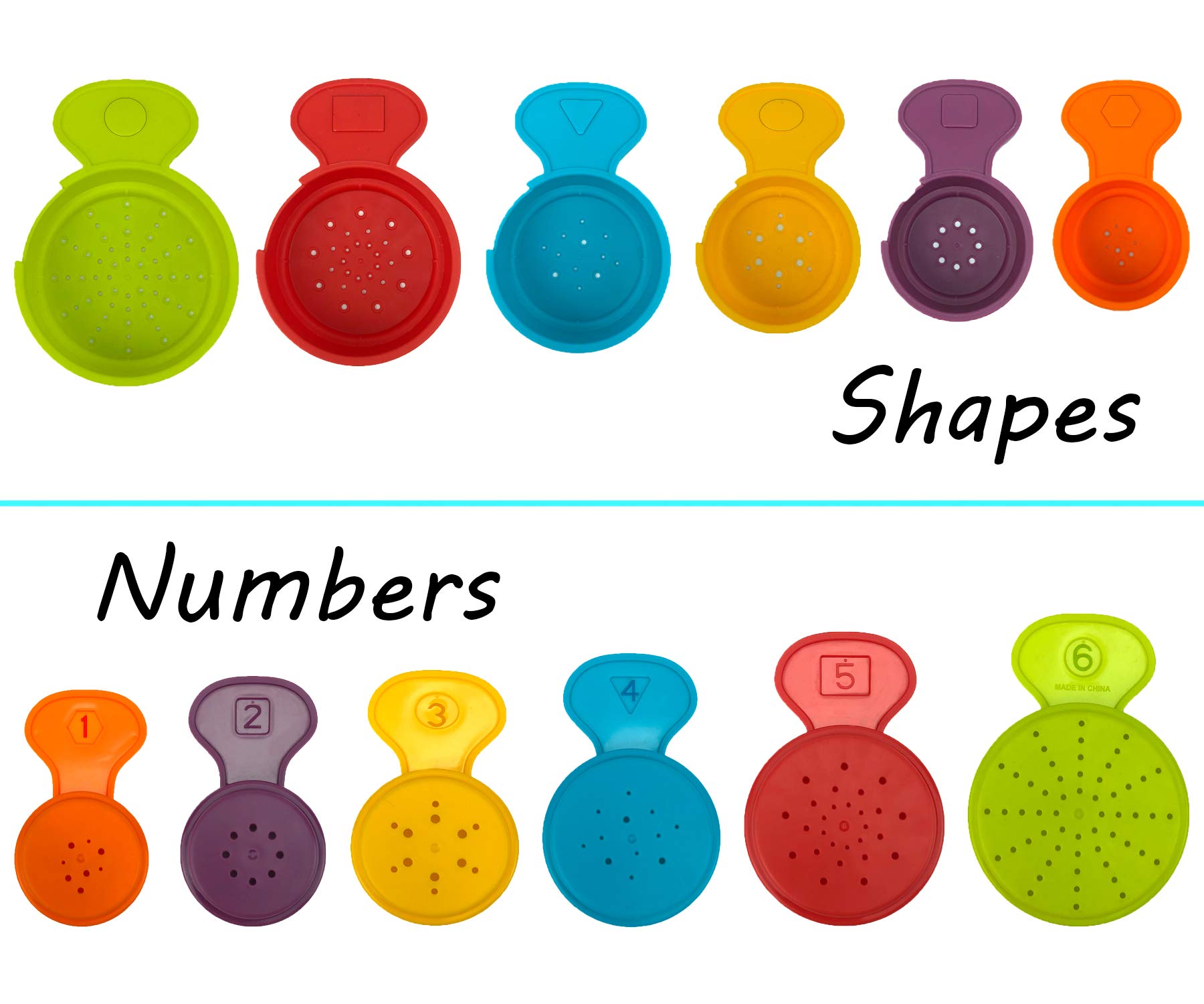Ella Dream 17 PCs Multicolor Nesting and Stacking Cups Set, Baby Bathtub Toys, Early Learning Educational Toys for Infants, Toddlers, Stacking Cups with The Numbers, Shapes, Fruits, Animals Patten