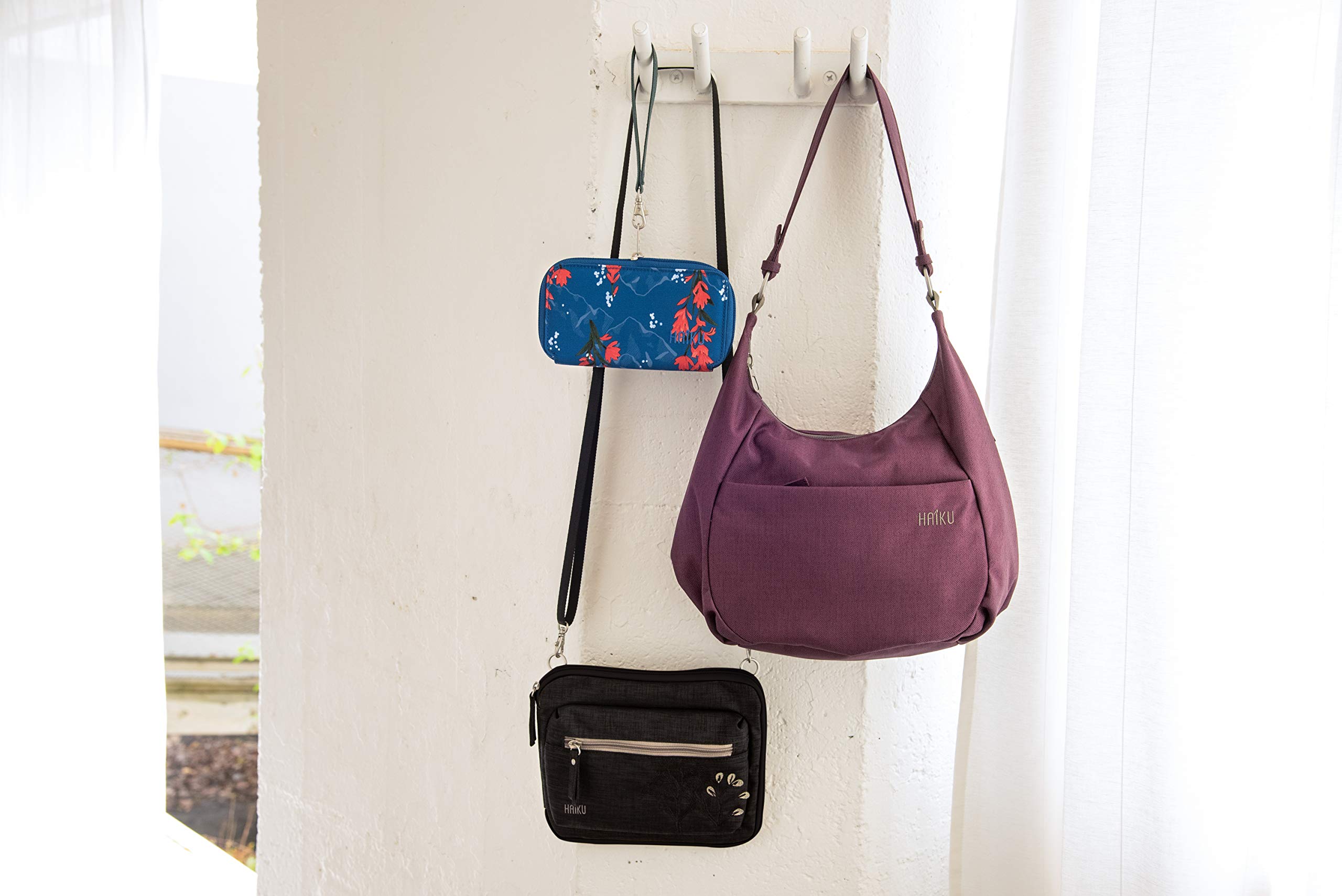 HAIKU Intrepid Wallet Small and Slim Wristlet, Clutch Purse, Zip Around RFID-Blocking Credit Card Holder, Black Morel, 3.75" H x 7" W x 0.75" D