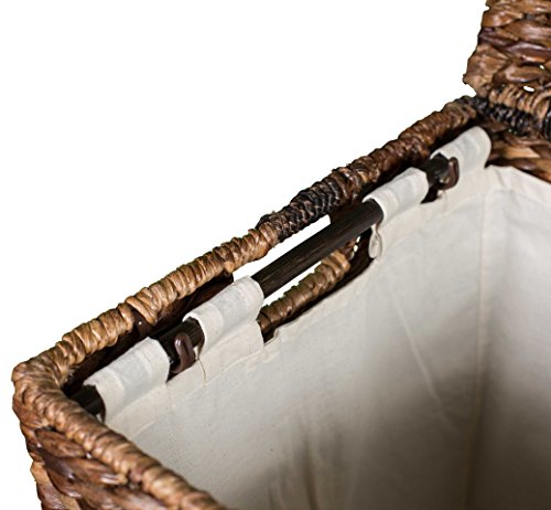BIRDROCK HOME Seagrass Square Laundry Hamper with Removable Bag - Handwoven with Durable Abaca Fibers - Long Lasting Laundry Bin Storage for Dirty Clothes - Organizer Basket Use for Bedroom & Bathroom