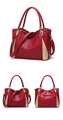 Handbags and purses,Womens Leather Handbags Purses Top-handle Totes Satchel Shoulder Bag for Ladies, (3#Red)