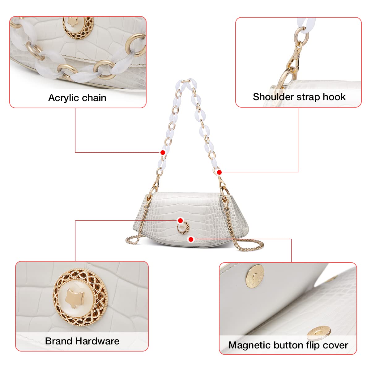 Split Leather Crossbody Bag for Women Purses Fashion Crocodile Small Hobo Bag Ladies Shoulder Bag Qriginal Design Underarm Bag