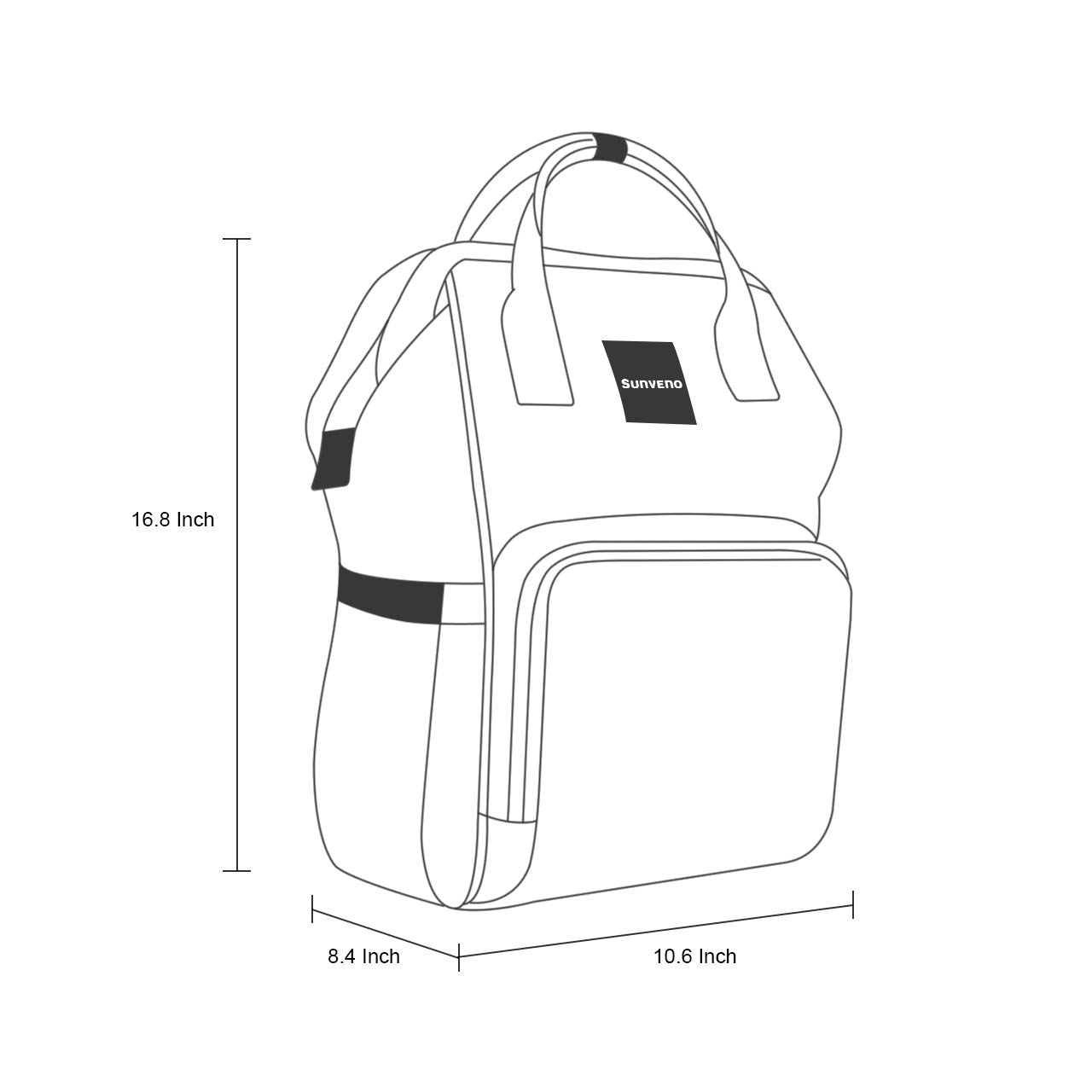 SUNVENO Diaper Bag Backpack Large Capacity Baby Bags Multifunction Travel Backpack for Mom and Dad, Black