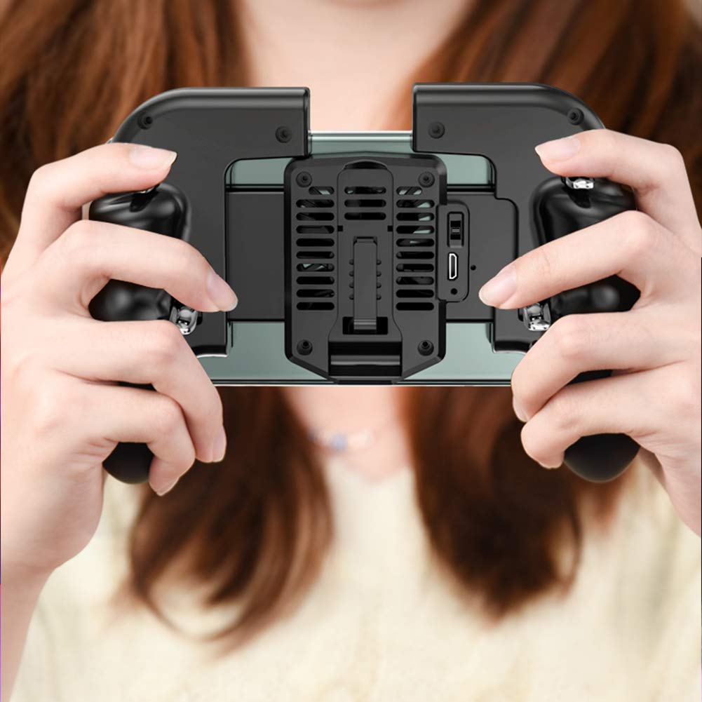 EMISH Mobile Game Controller Gamepad with Power Bank and Cooling Fan Trigger Aim Button L1R1 L2R2 Shoot Joystick for 4.7-6.5" iPhone Android Phone Accesorios (H9)