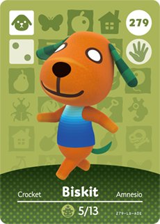Biskit - Nintendo Animal Crossing Happy Home Designer Amiibo Card - 279