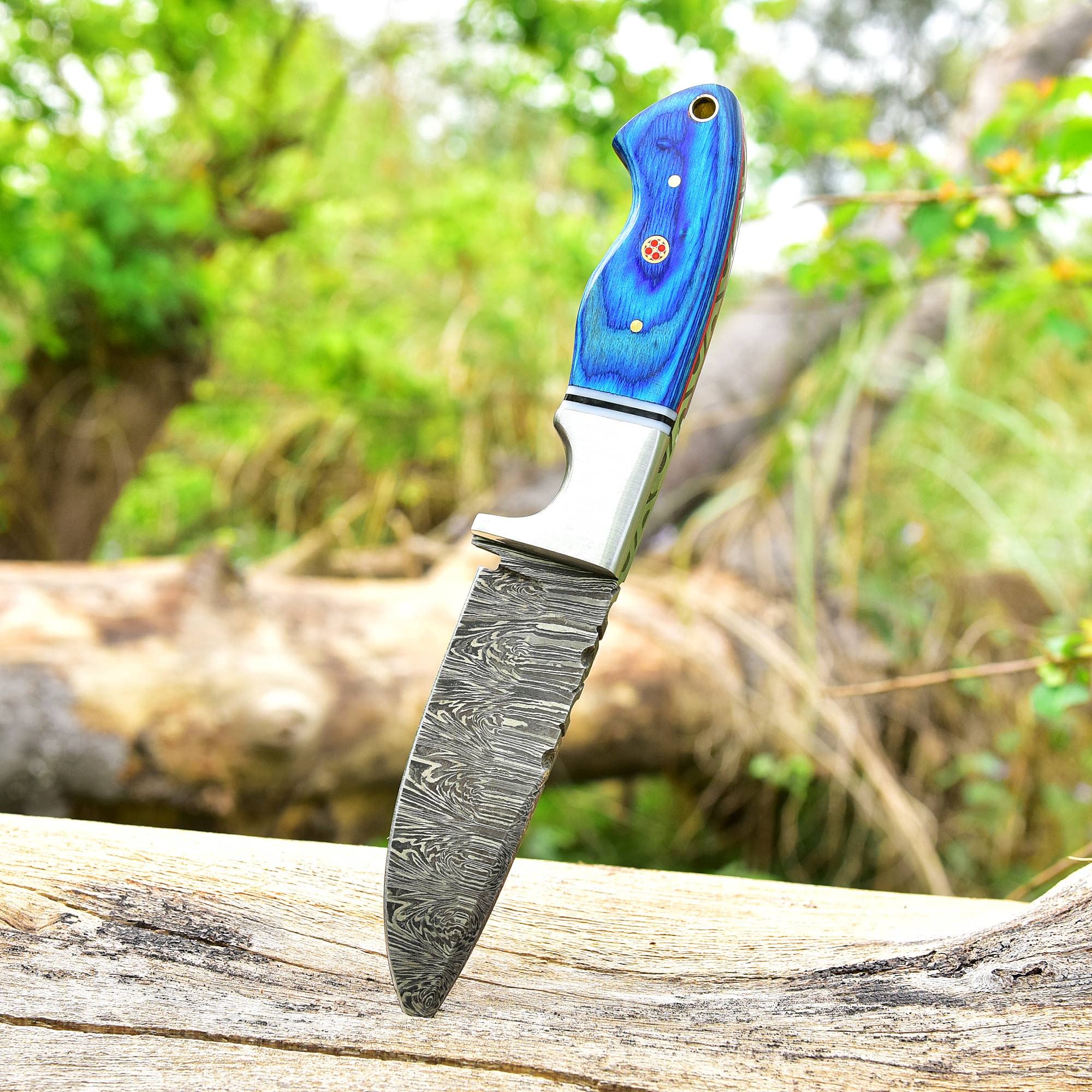 AA Knives Handmade Damascus Steel Hunting knife with Leather Sheath β 9 Inches Fixed Blade Bushcraft Knife with Micarta Handle - Perfect for Survival, Hunting and Camping