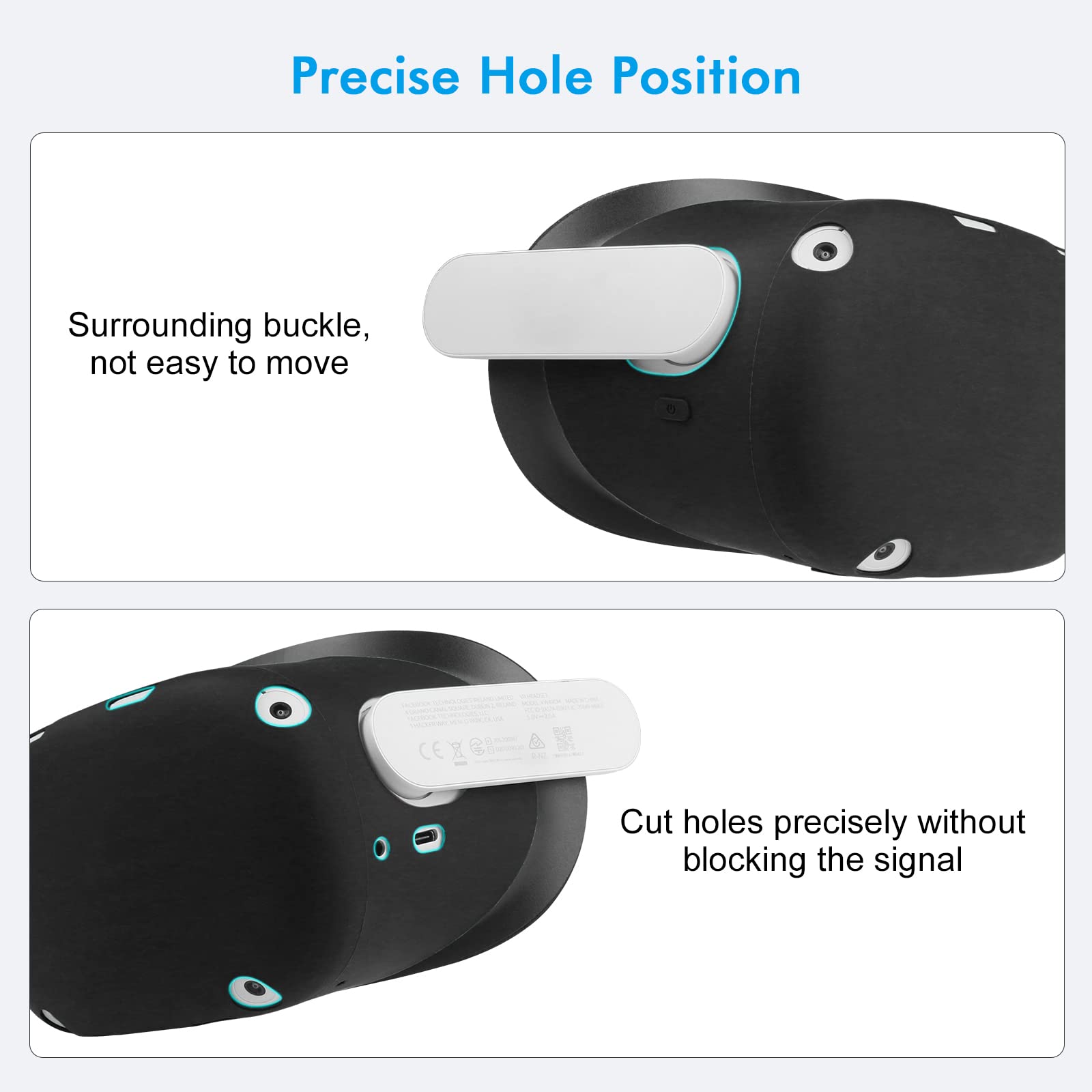 Relohas Accessories for Oculus Quest 2, VR Accessory Set for Meta Quest 2, Include Controller Grip Leather Cover, VR Shell Cover, Face Cover, Lens Coverr, Protect Your VR in All Aspects(Black)