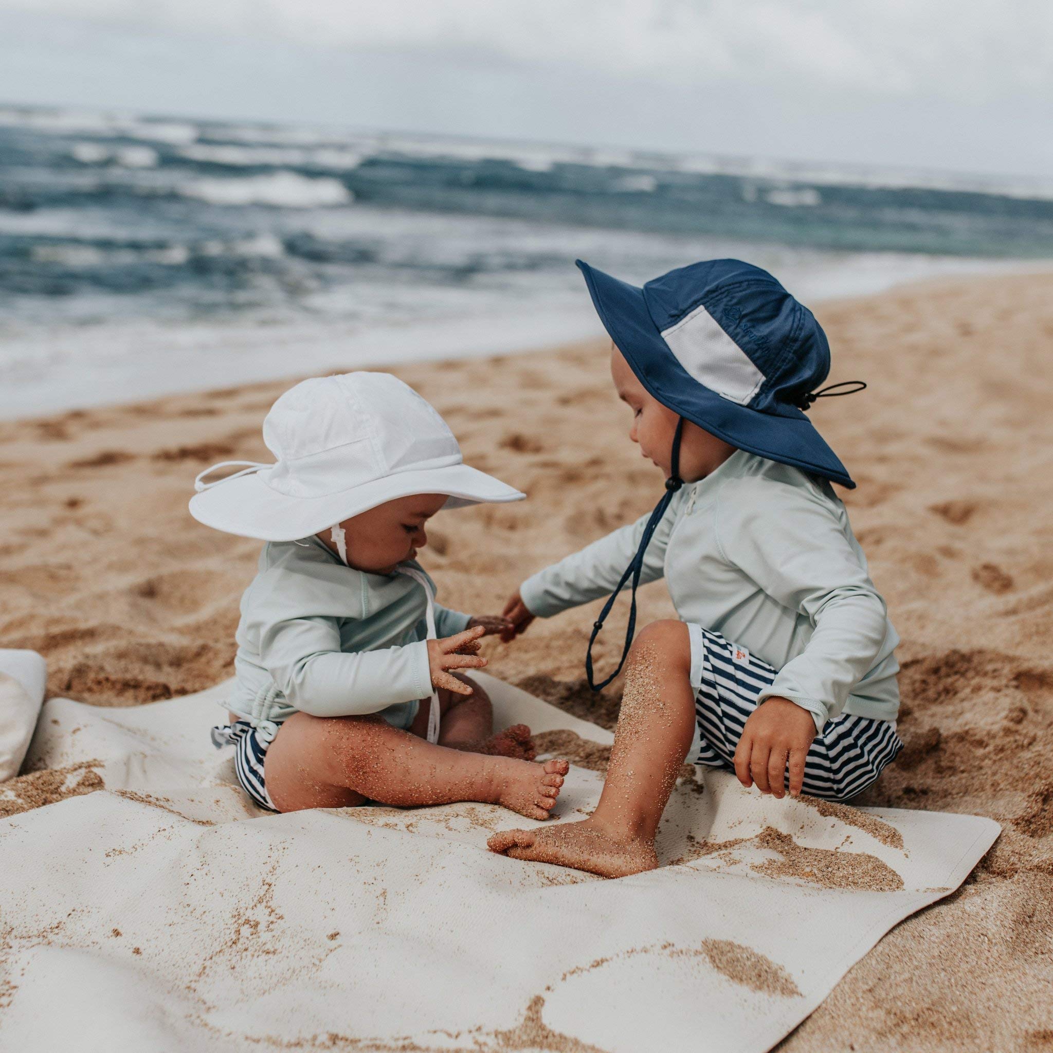 SwimZip Wide Brim Sun Hat | UPF 50+ Protection for Baby, Toddler, and Kids White