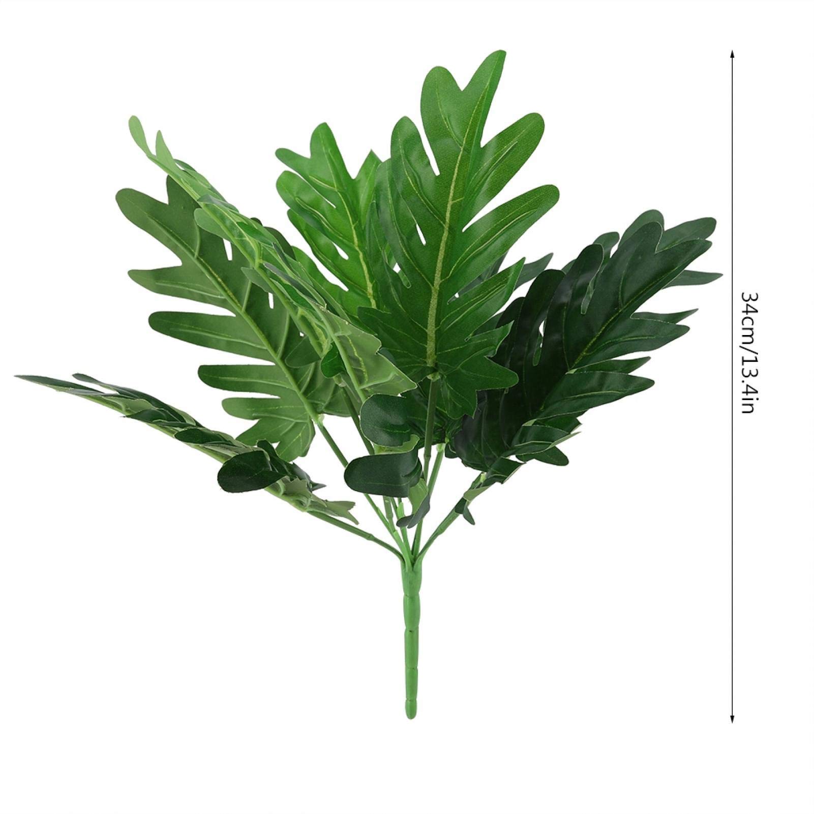 Jacksing Faux Leaf, Plastic Artificial Faux Foliage Green Grass Plant Leaf Home Office Party Garden Interior