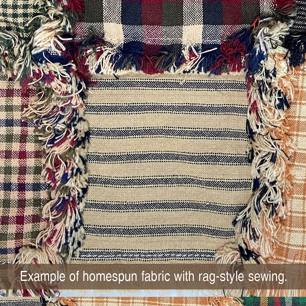 Black & Tea Dye Primitive Ticking Stripe Homespun Cotton Plaid Fabric by JCS - Sold by The Yard