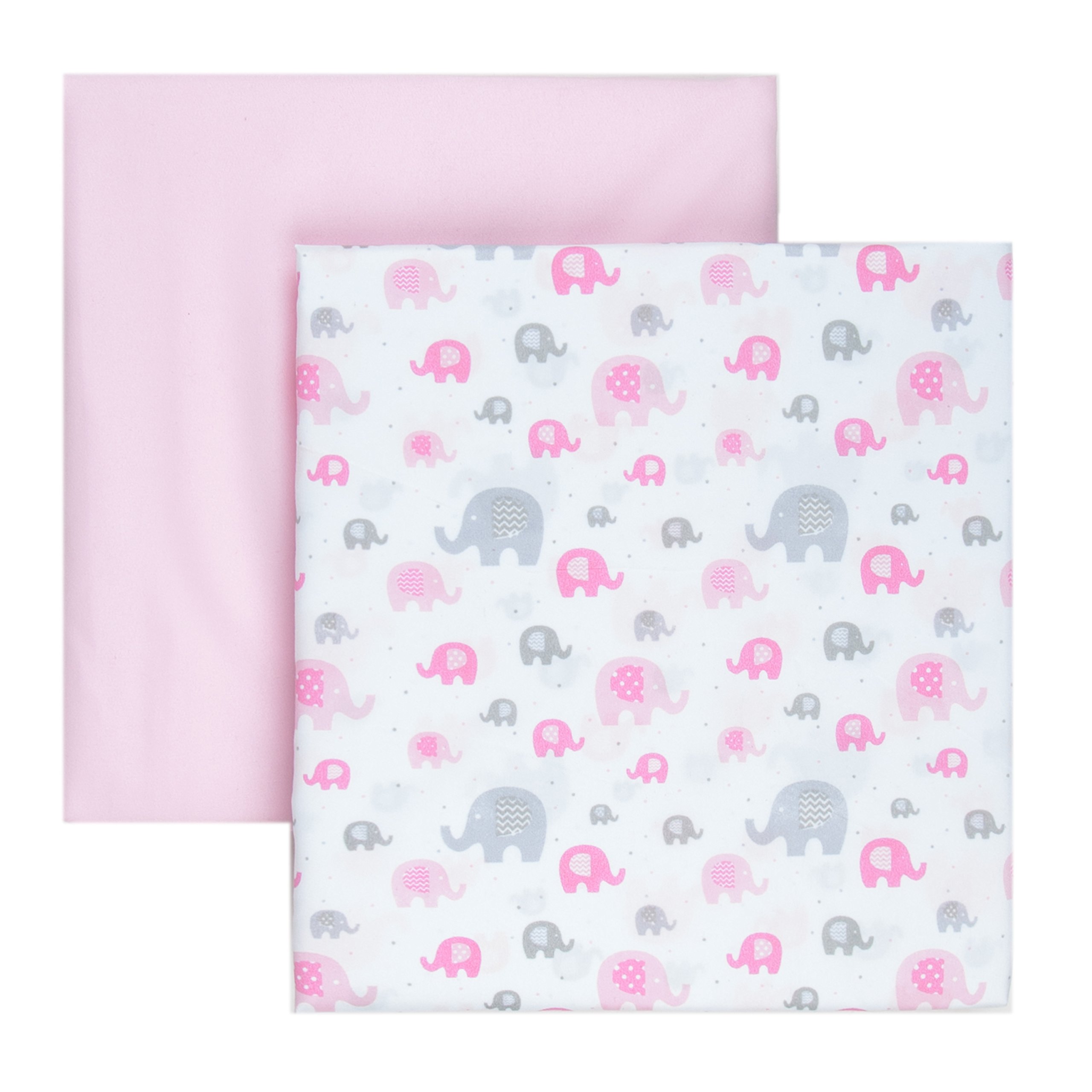 Tadpoles 2-Piece Elephant Crib Sheets | Collection of 2 Fitted Crib Sheets | Made of 100% Brushed Microfiber Polyester | Soft, Smooth, Breathable & Durable | Ideal for Babies | Pink & White