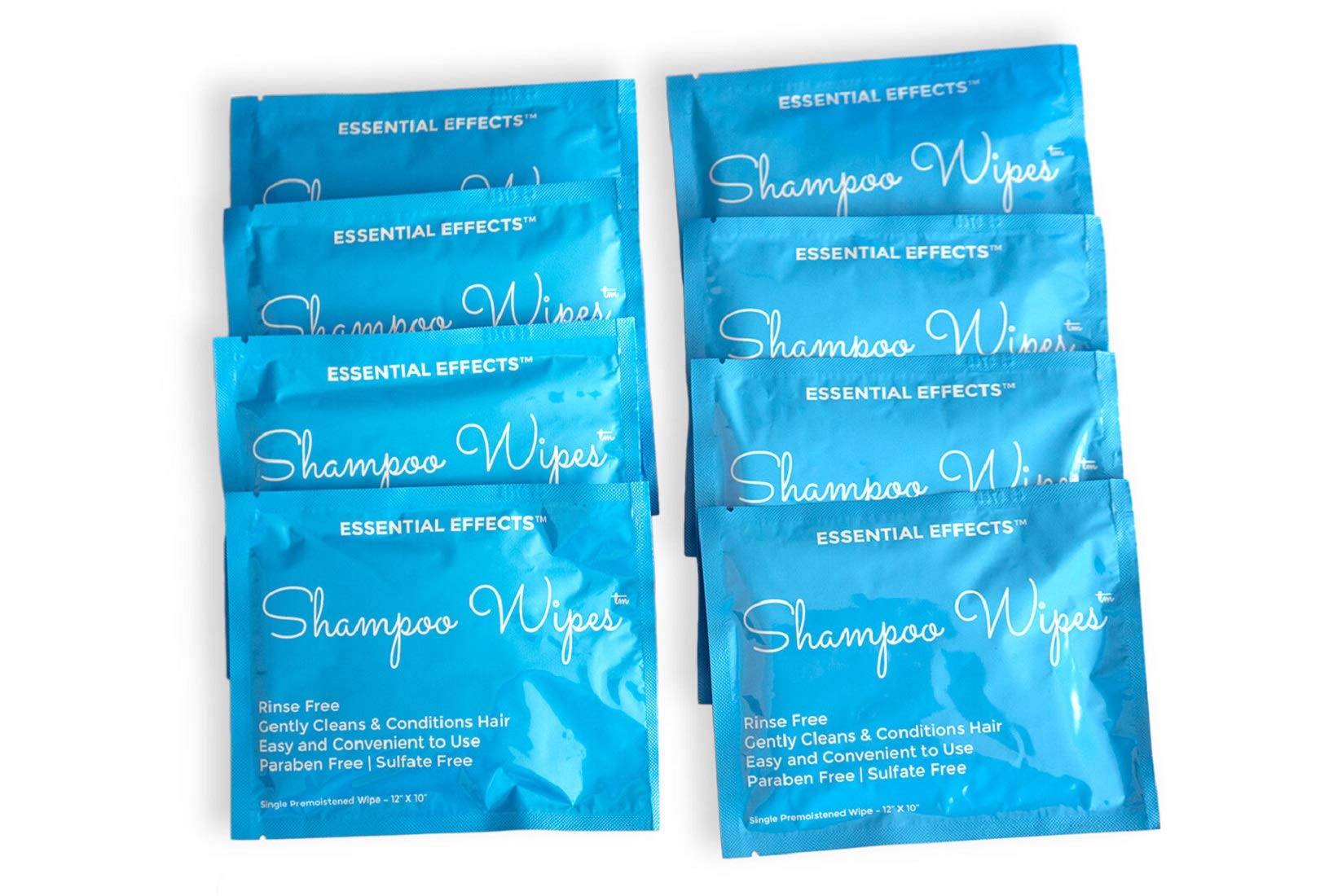Essential Effects Shampoo Wipes (8) Rinse Free Hair Cleansing Dry No Rinse Shampoo