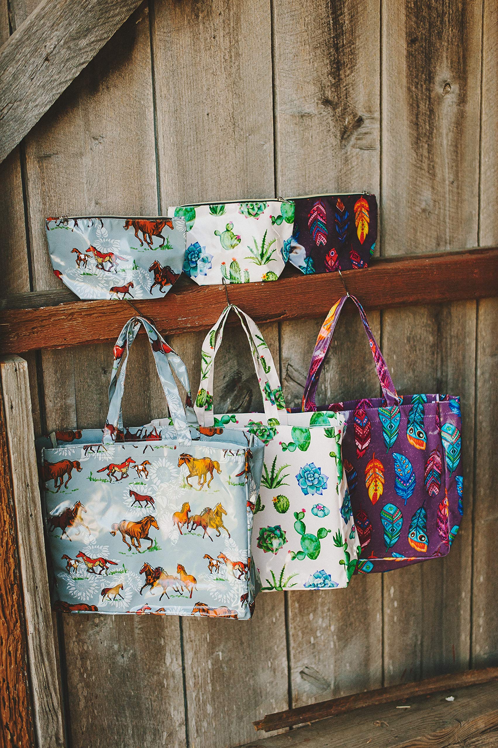 Fluffy Layers Collection Farm Country Girl Fashion PVC Tote Bag (Chickens & Leopard)…