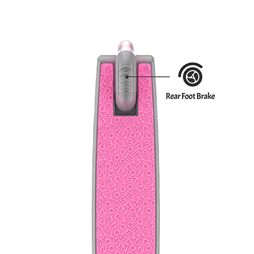 Jetson Scooters - Leo Kick Scooter (Pink) - Collapsible Portable Kids Push Scooter - Lightweight Folding Design with High Visibility RGB Light Up LEDs Wheels and Adjustable Height Handlebars