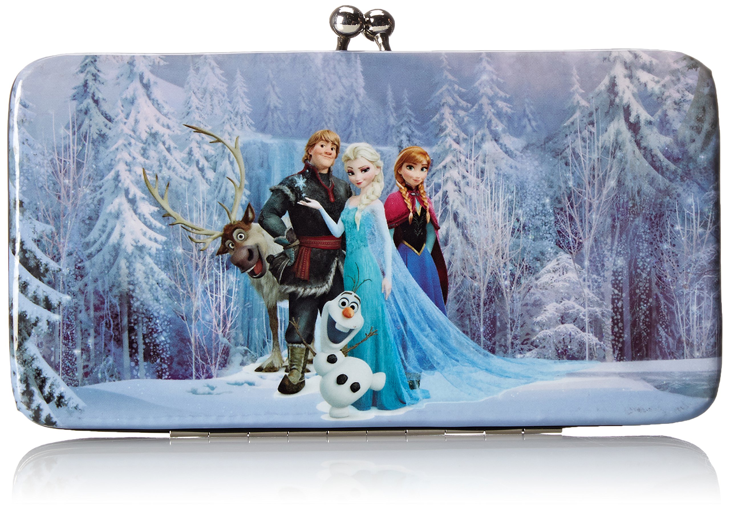 Concept One Handbags Frozen Group Shot Kiss Lock Wallet, Black, One Size
