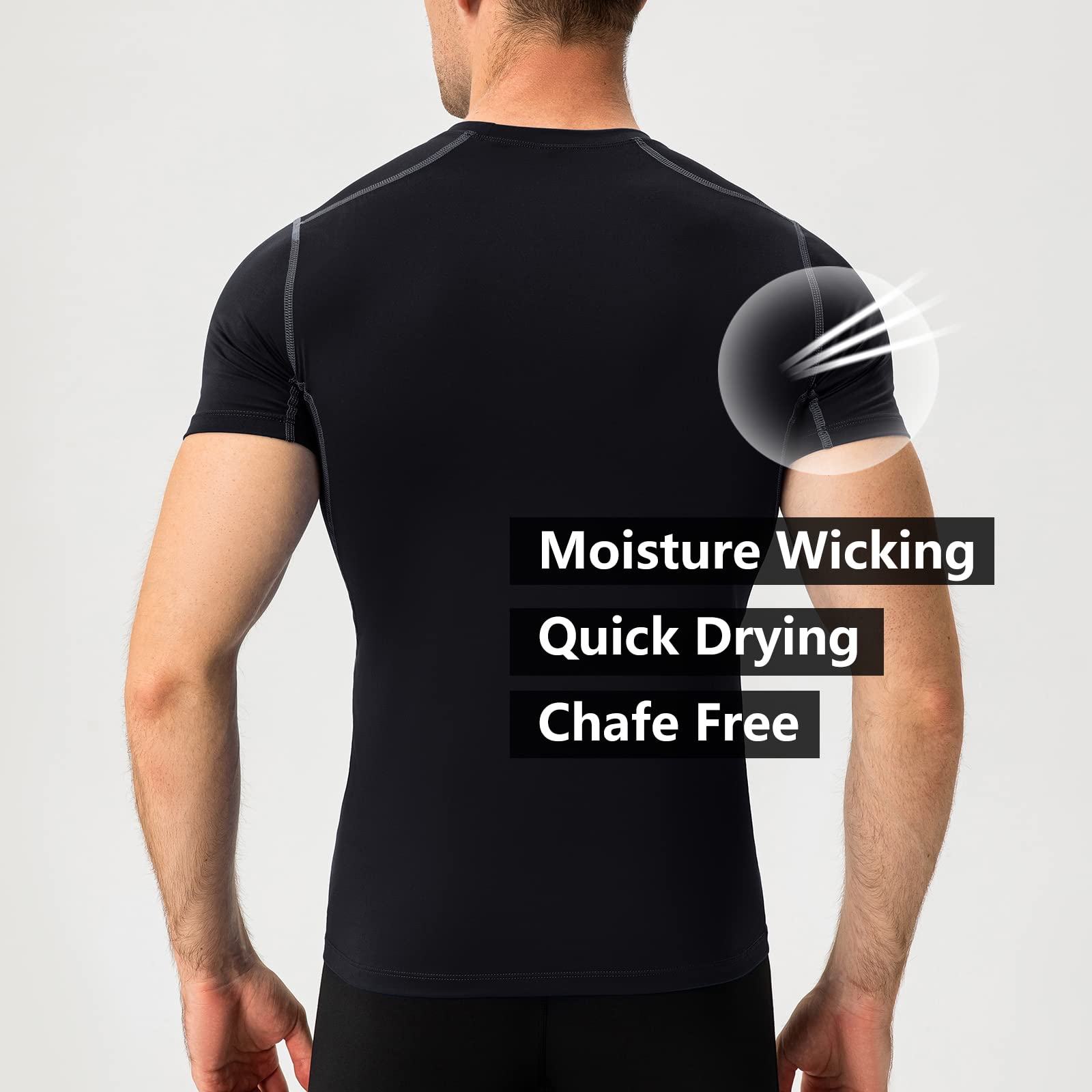 ABTIOYLLZ Men's Athletic Shirts Compression Running T Shirt Base-Layer Quick Dry Fit Workout Short Sleeve Undershirts