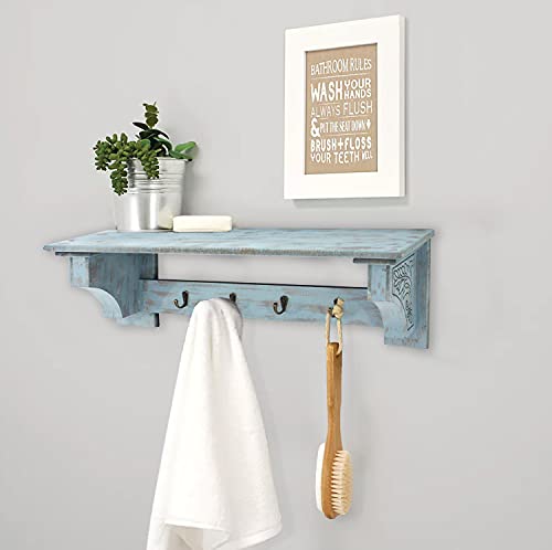Teton Home WD-062 4-Hook Wood Shelf