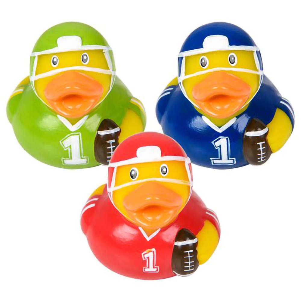 Football Rubber Duck Toy Duckies for Kids, Bath Birthday Gifts Baby Showers Summer Beach and Pool Activity, 2" (6-Pack)